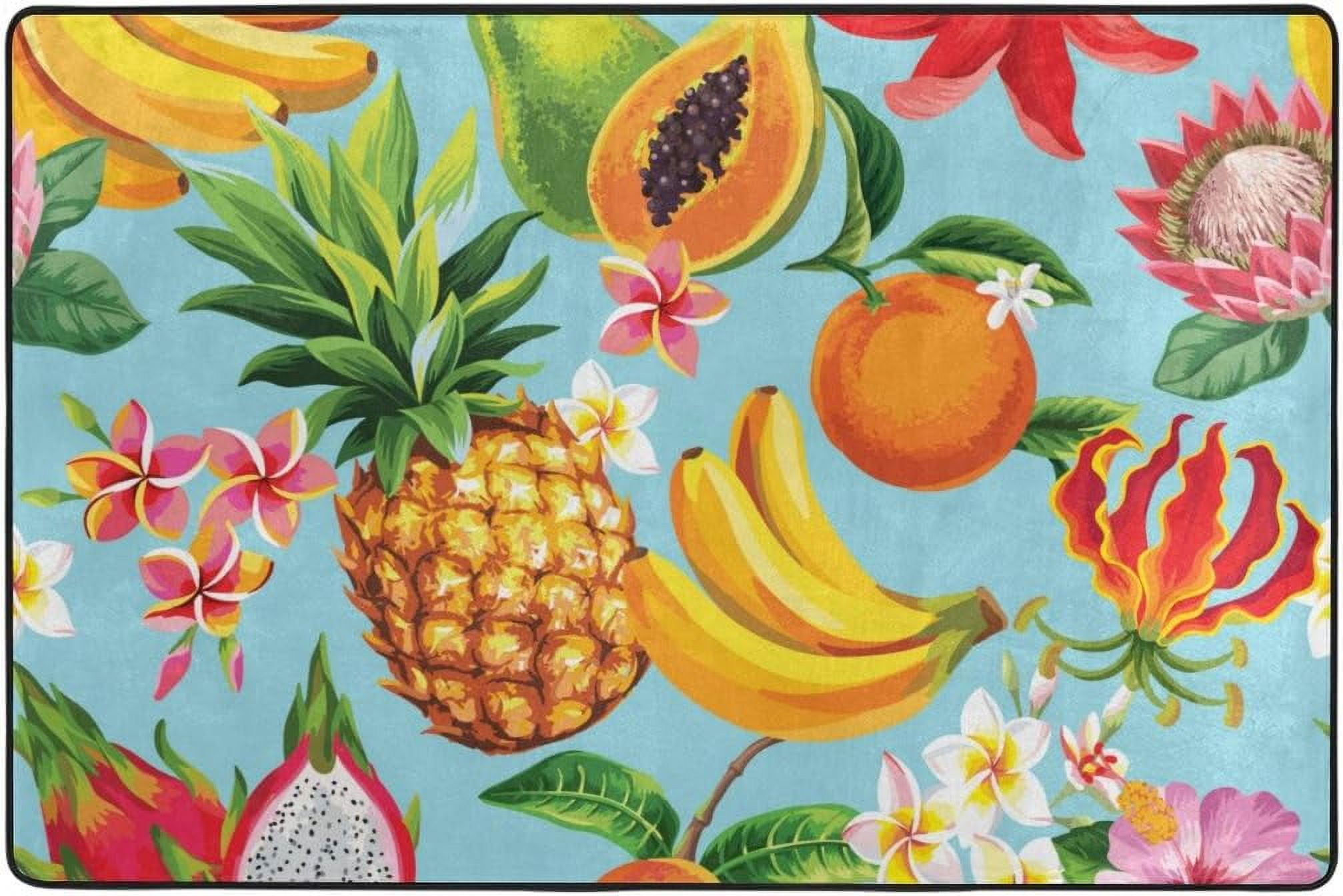 SKYSONIC Hawaiian Fruits Area Rug Pad48"x63", 100% Light Weight ...