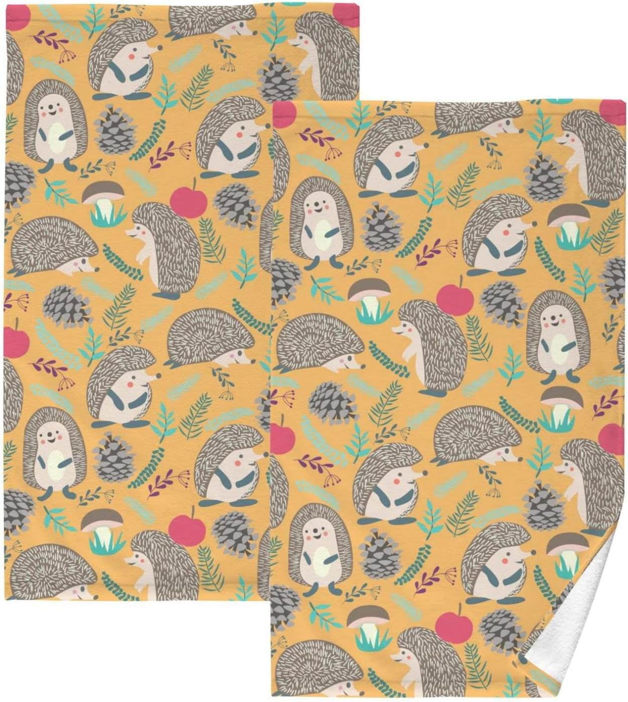 SKYSONIC Hedgehog Patterned Hand Towels 2 PCS, Cotton Bath Towel for ...