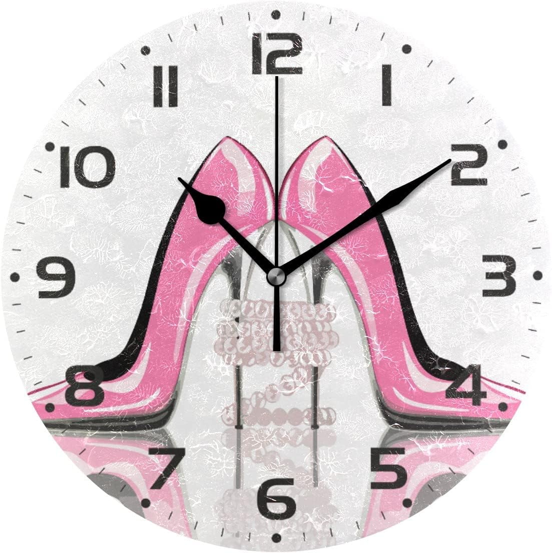 SKYSONIC High Heel Shoes Wall Clock 10 Inch Silent Non Ticking Round ...