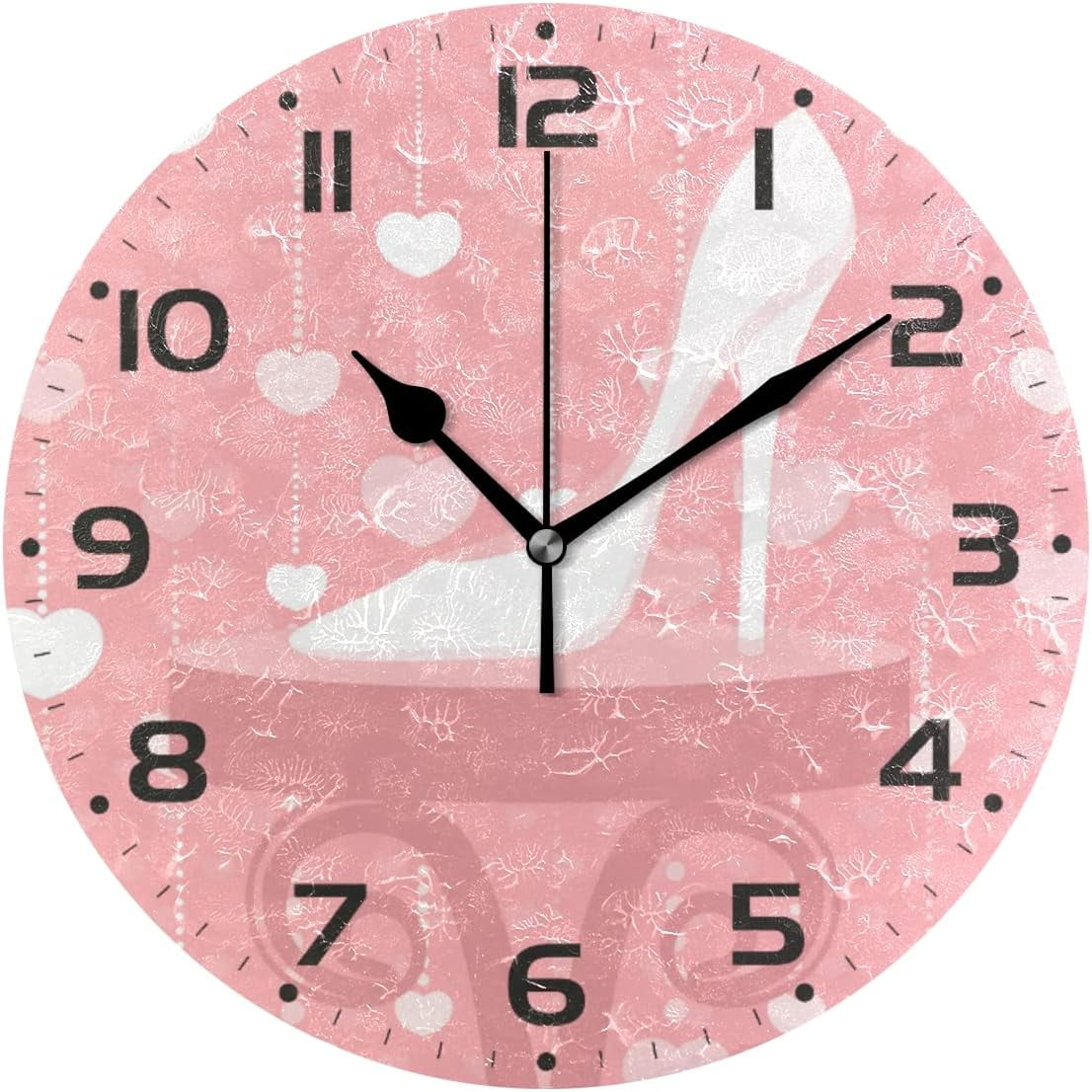 SKYSONIC High Heel Shoes Wall Clock 10 Inch Silent Non Ticking Round ...