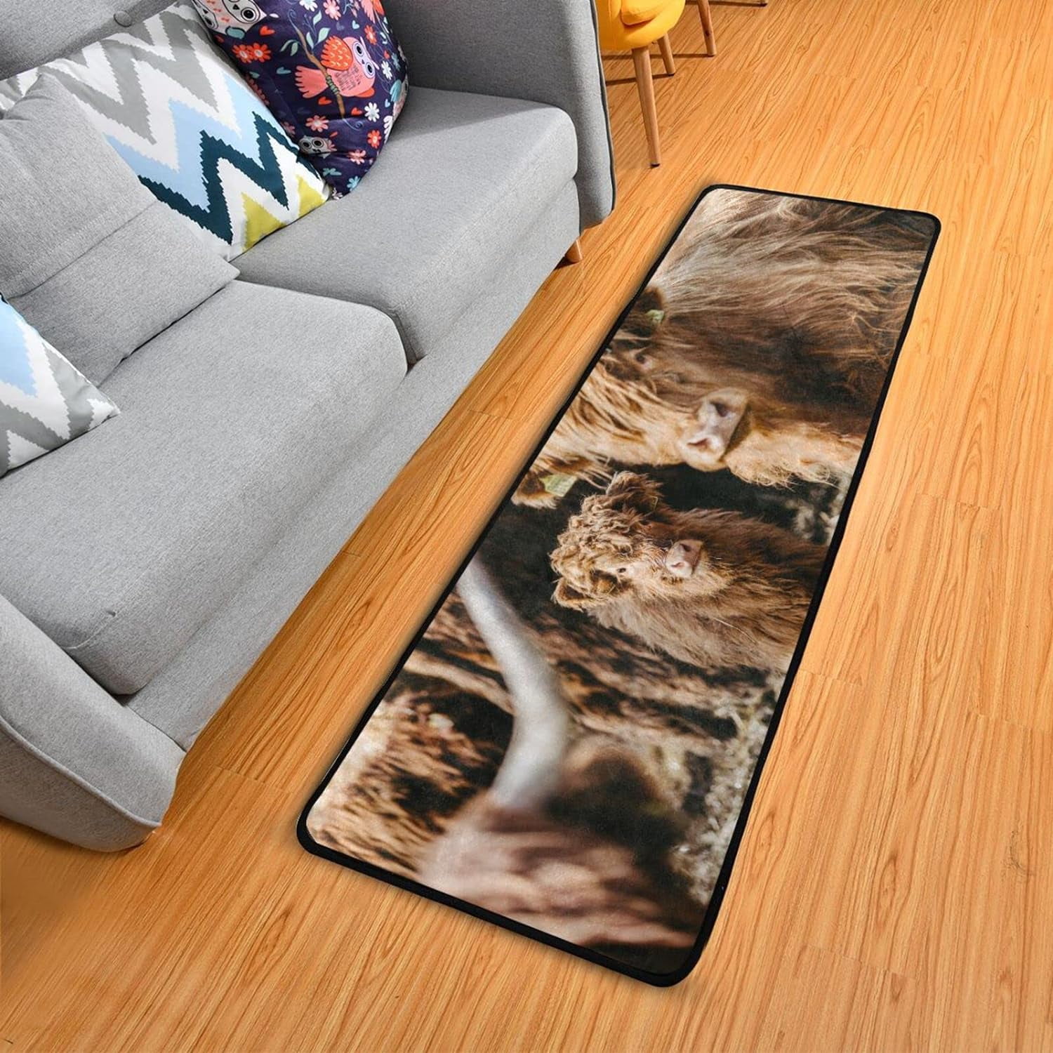 SKYSONIC Highland Cattle Cows Runner Rug, 2'¡Á6' with Rubber Backing ...