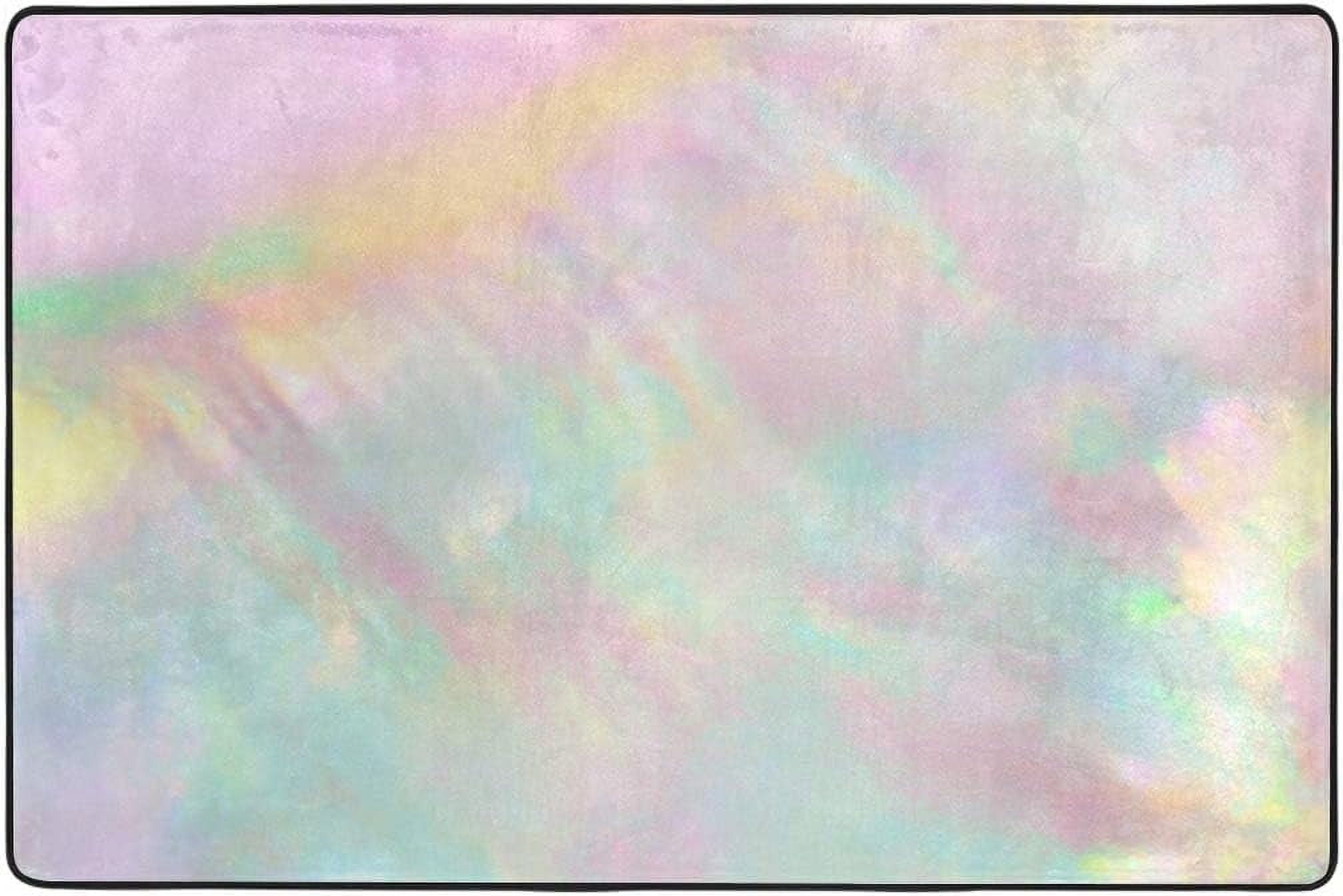 SKYSONIC Holographic Iridescent Pink Orange Area Rug Carpet for Living ...