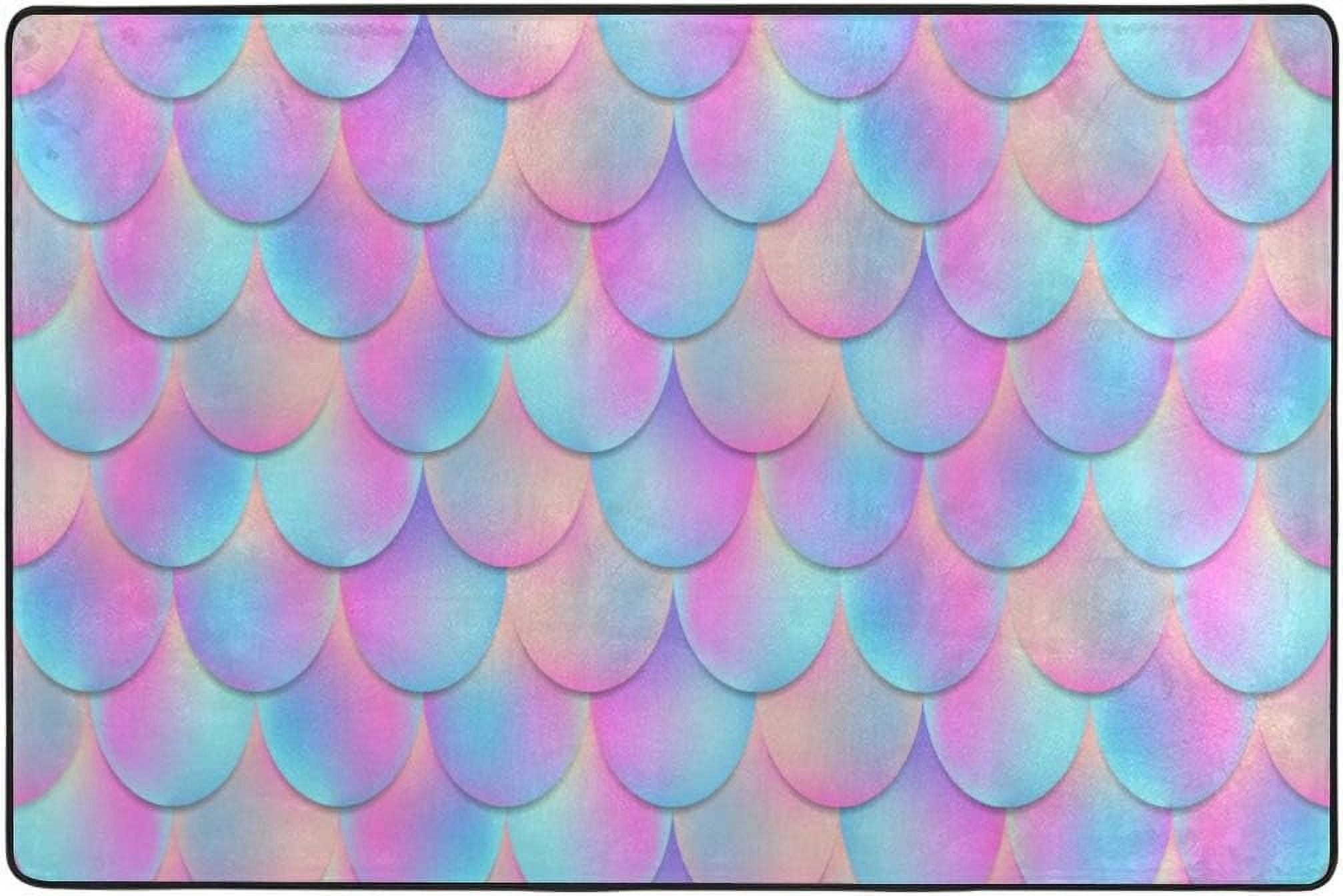 SKYSONIC Holographic Mermaid Tail Area Rug Carpet for Living Room ...