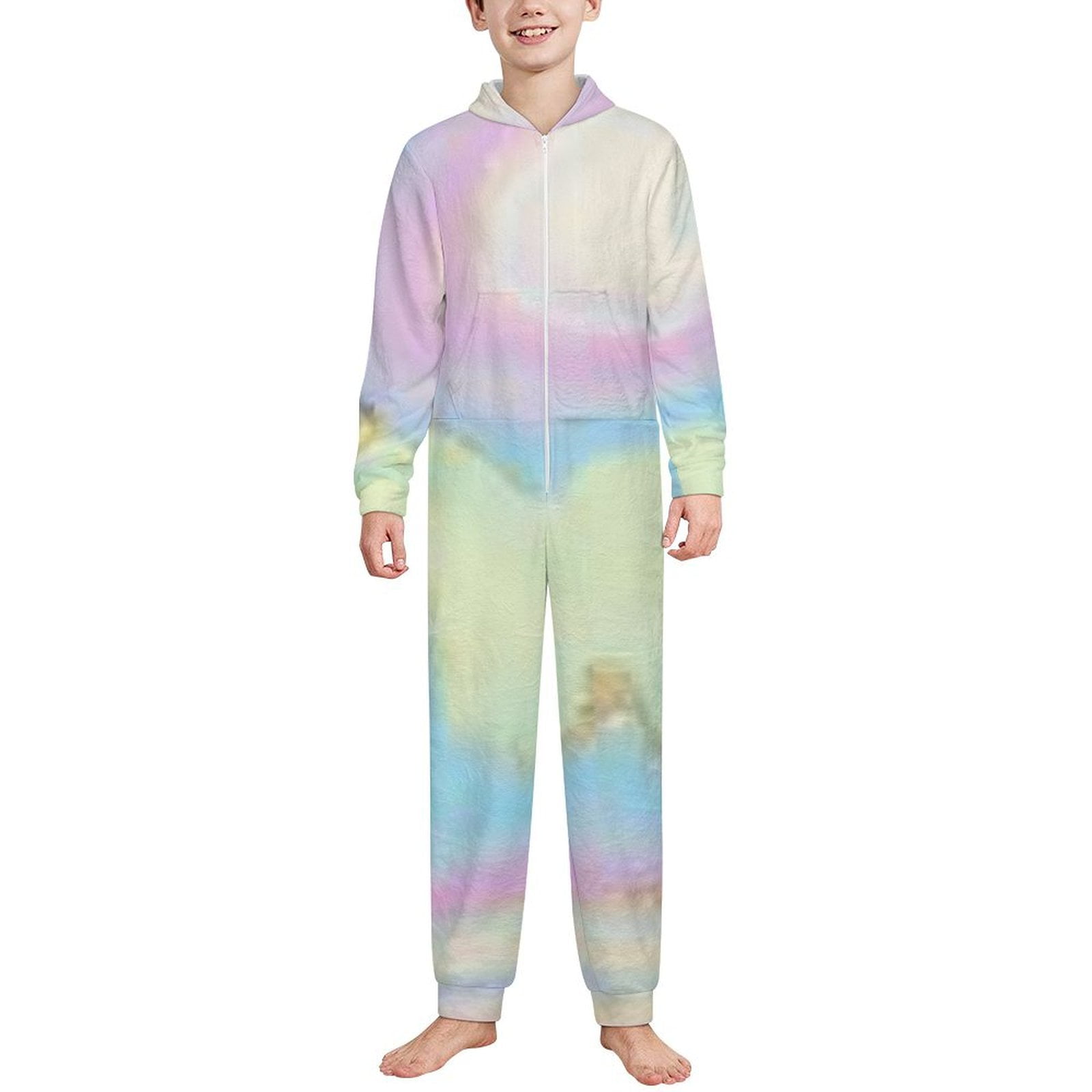 SKYSONIC Hooded Zipper Home Jumpsuit, Cute Pastel Unicorn Glitter Magic ...