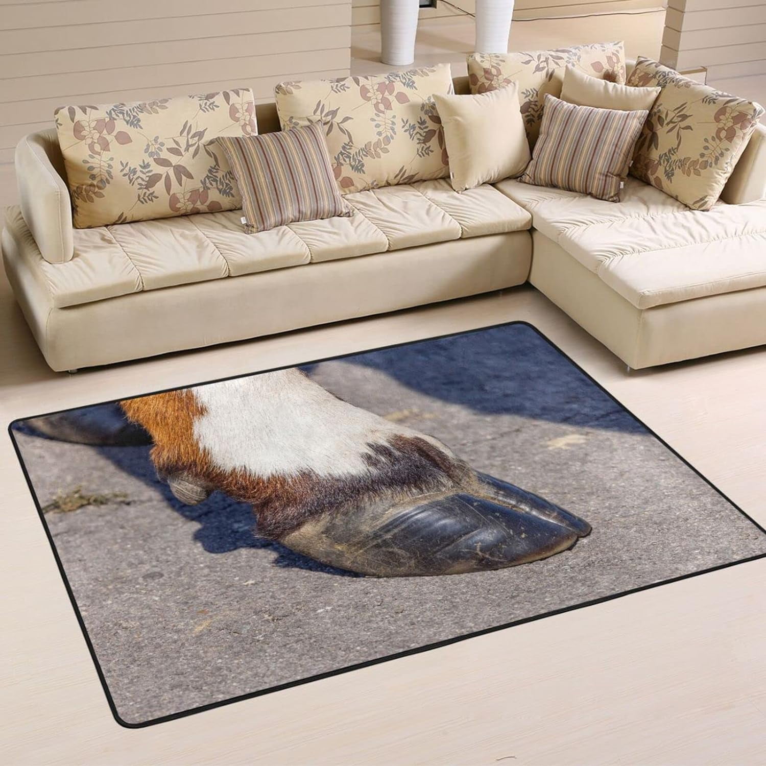 SKYSONIC Hoof Cow Cattle Non-Slip Area Rug, Funny Farm Animal Floor Carpet Comfort Floor Mats ...