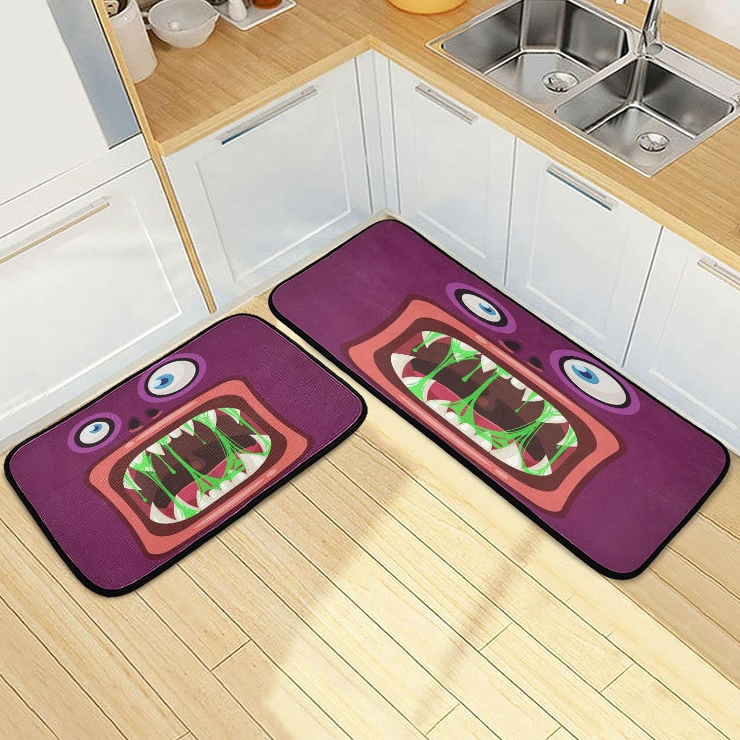 SKYSONIC Horror Monster Open Mouth Creepy and Scary Kitchen Mats Set of ...