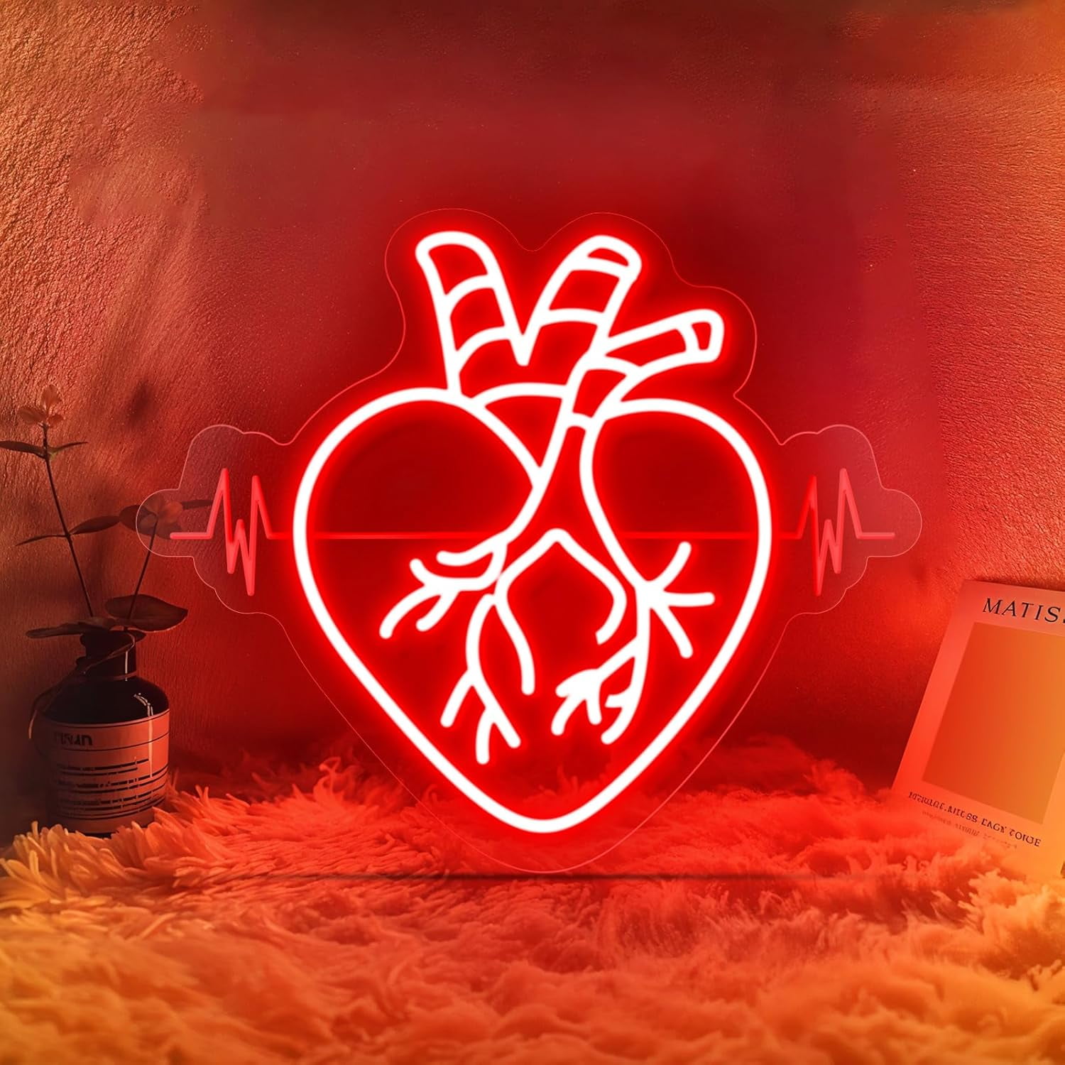 SKYSONIC Human Heart Neon Sign for Wall Decor, USB Powered Neon Light ...