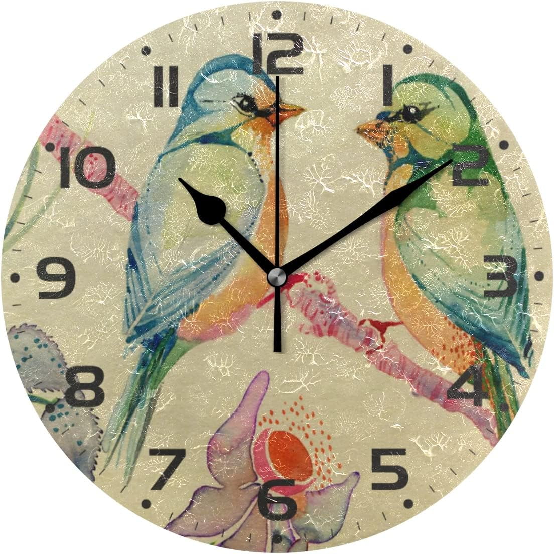 SKYSONIC Hummingbird Butterfly Flowers Wall Clock 10 Inch Silent Non ...