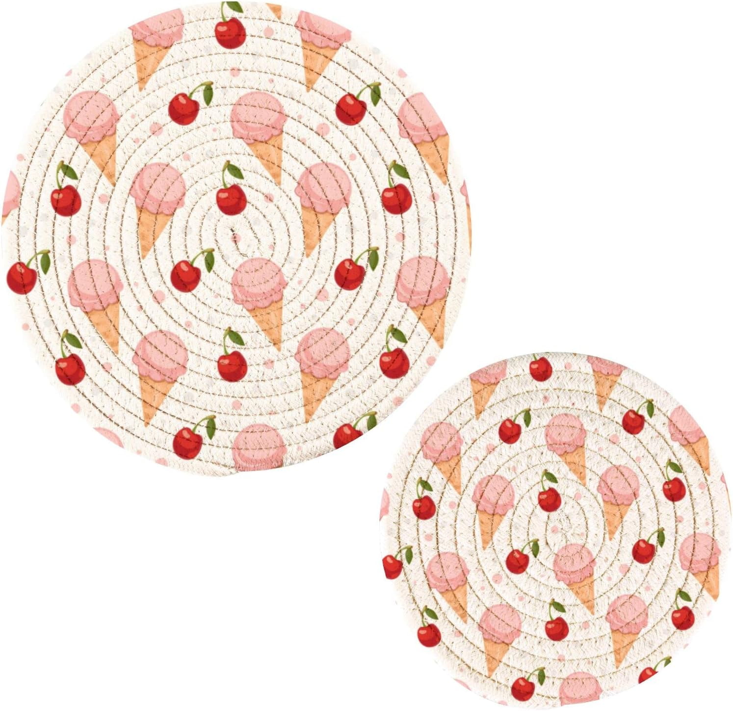 SKYSONIC Ice Cream Trivets Set of 2 Kitchen Decoration Pot Holders Set ...