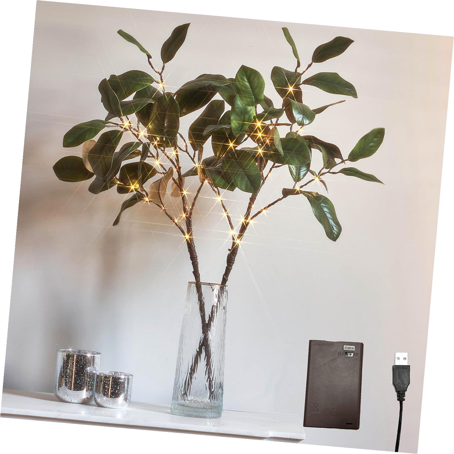 SKYSONIC Illuminated Branches 32IN 60 with Timer, Artificial Greenery ...