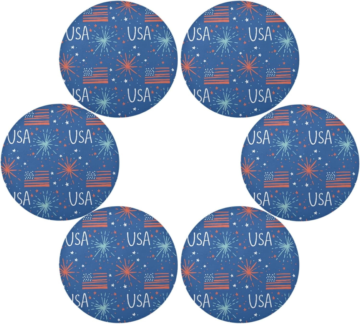 SKYSONIC Independence Day of The United States Round Placemats for ...