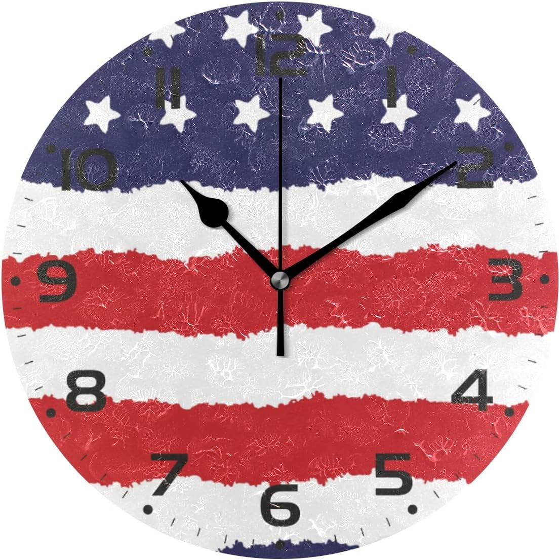 SKYSONIC Independence Day Wall Clock 10 Inch Silent Non Ticking Round ...