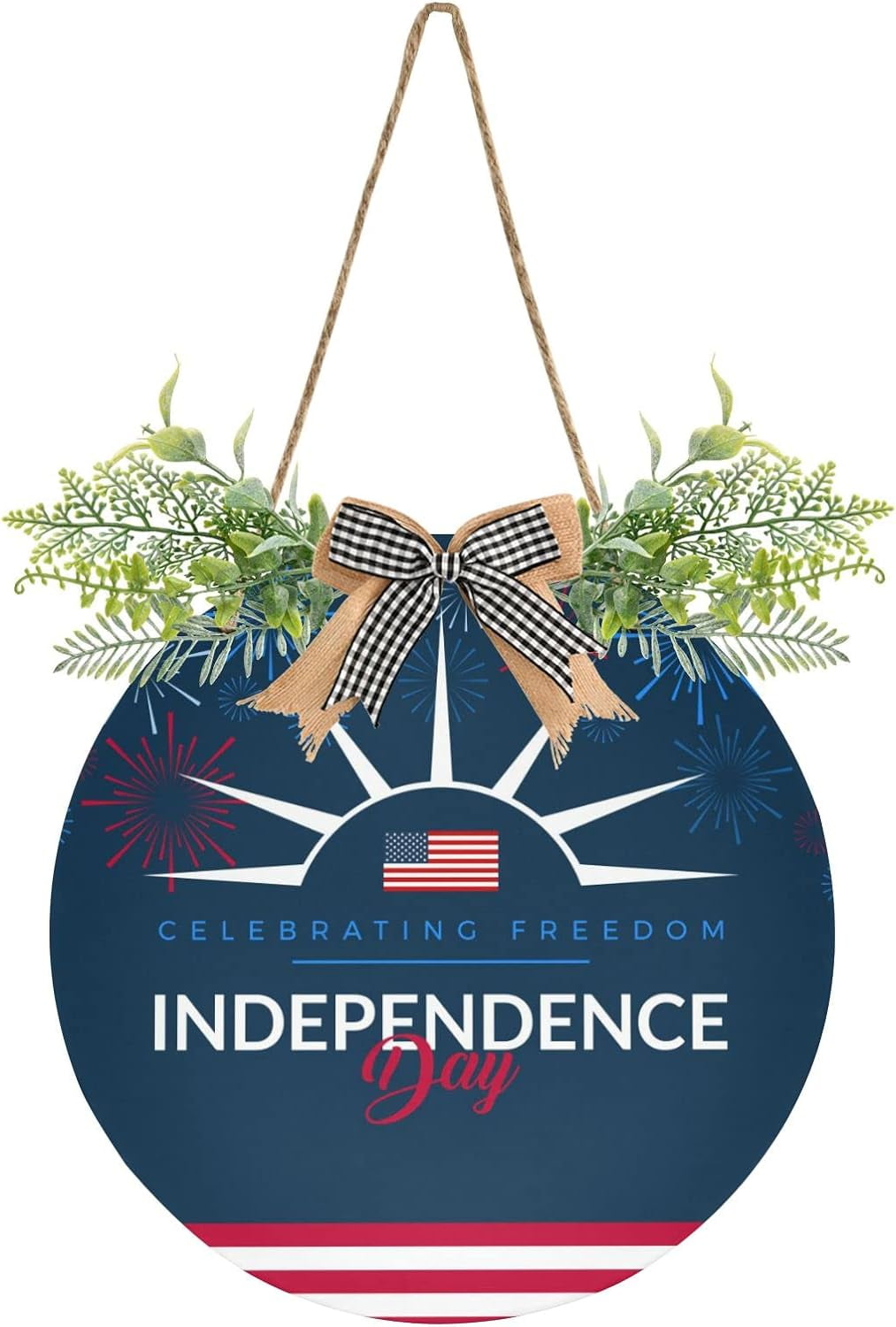 SKYSONIC Independence Day Welcome Sign for Front Door,All Seasons ...