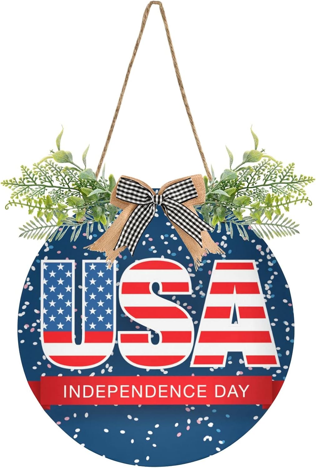 SKYSONIC Independence Day Welcome Sign for Front Door,All Seasons ...