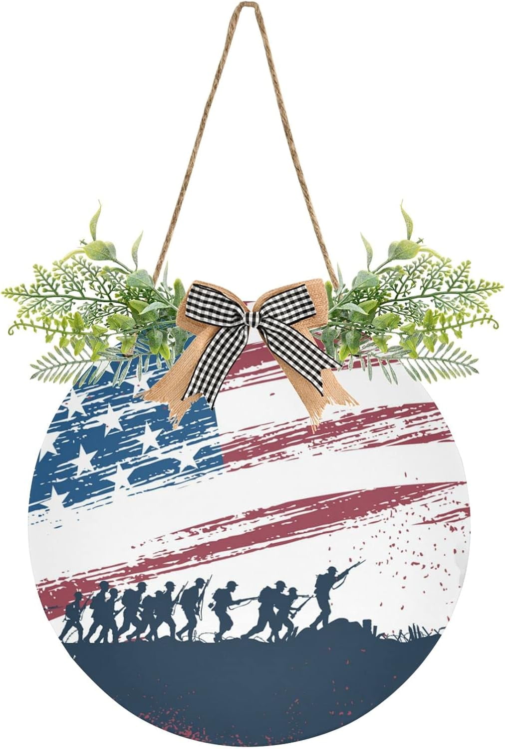 SKYSONIC Independence Day Welcome Sign for Front Door,All Seasons ...