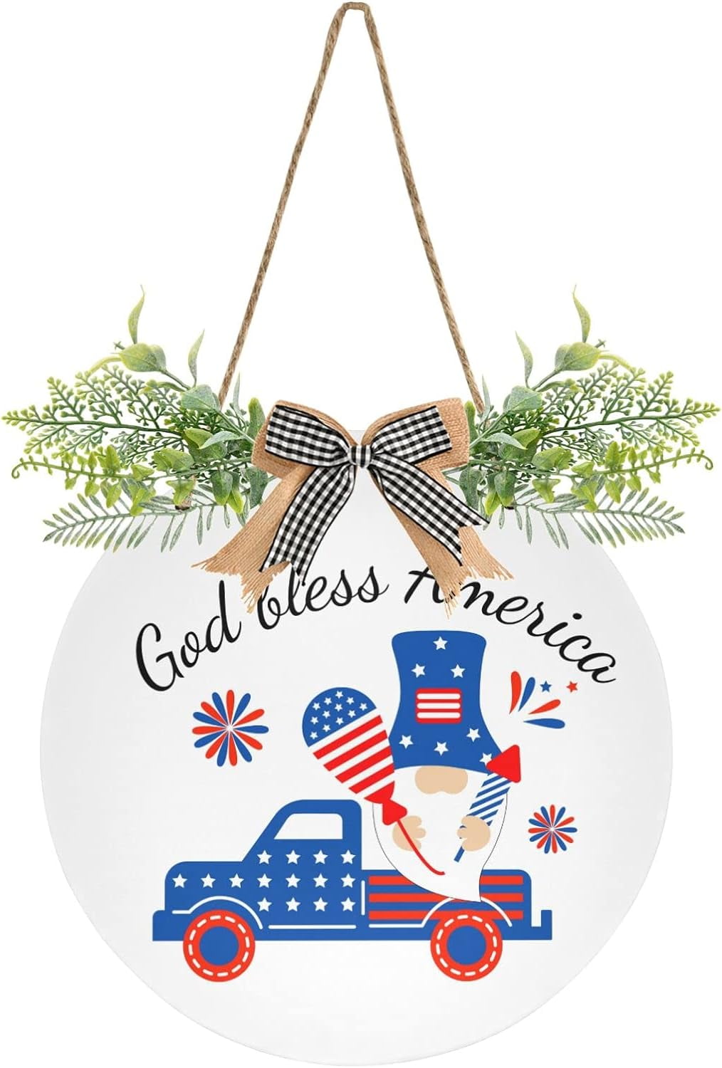 SKYSONIC Independence Day Welcome Sign for Front Door,All Seasons ...