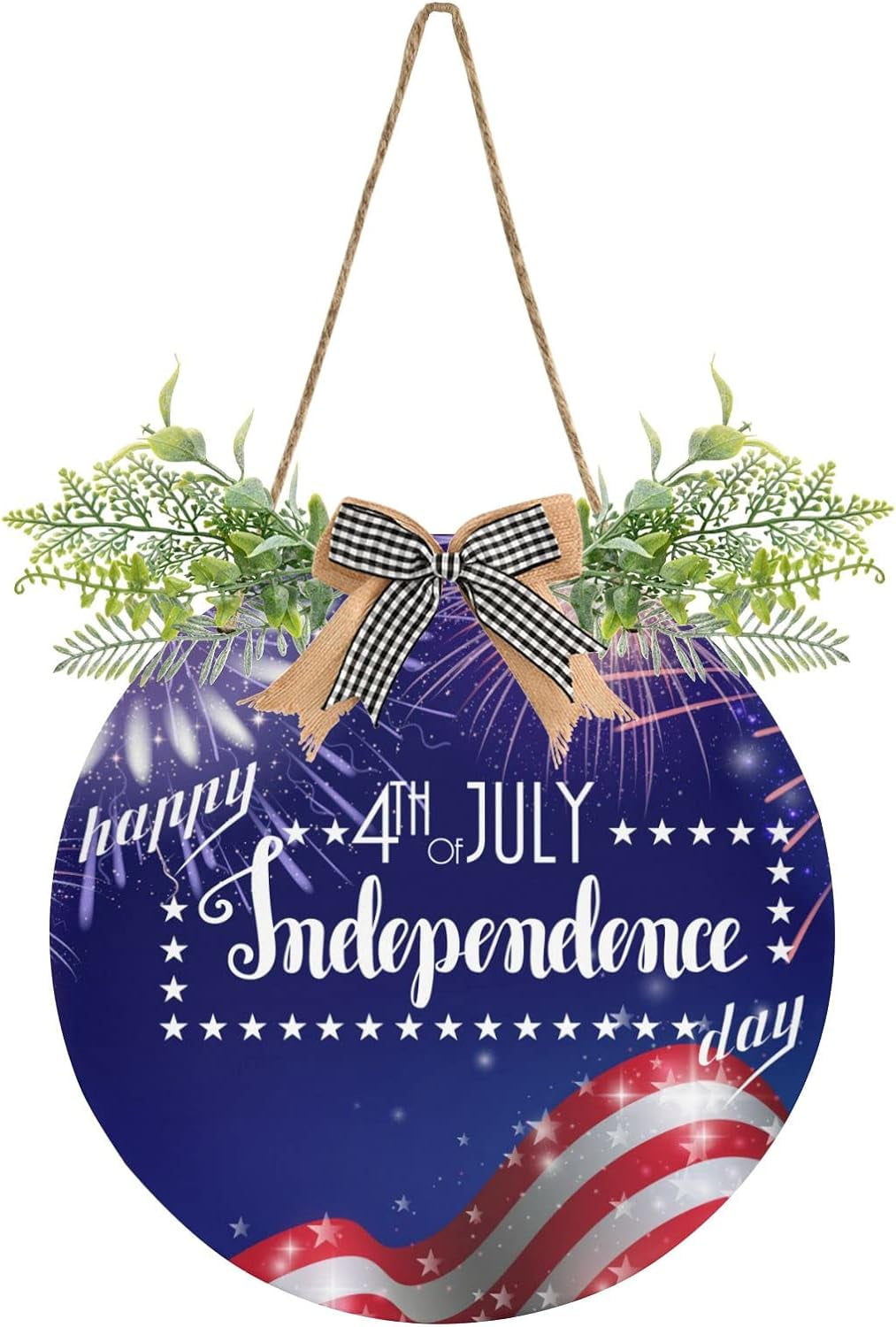 SKYSONIC Independence Day Welcome Sign for Front Door,All Seasons ...