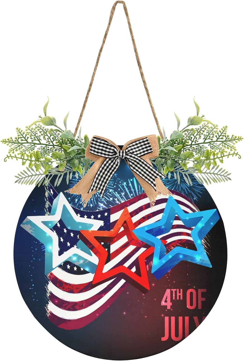 SKYSONIC Independence Day Welcome Sign for Front Door,All Seasons ...