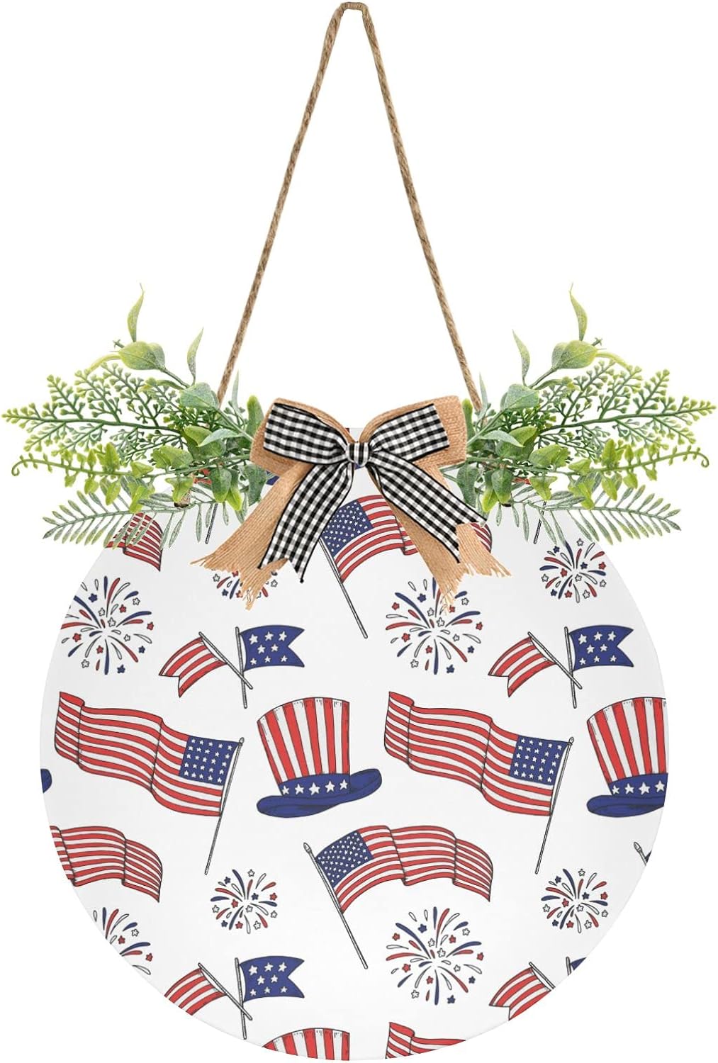 SKYSONIC Independence Day Welcome Sign for Front Door,All Seasons ...