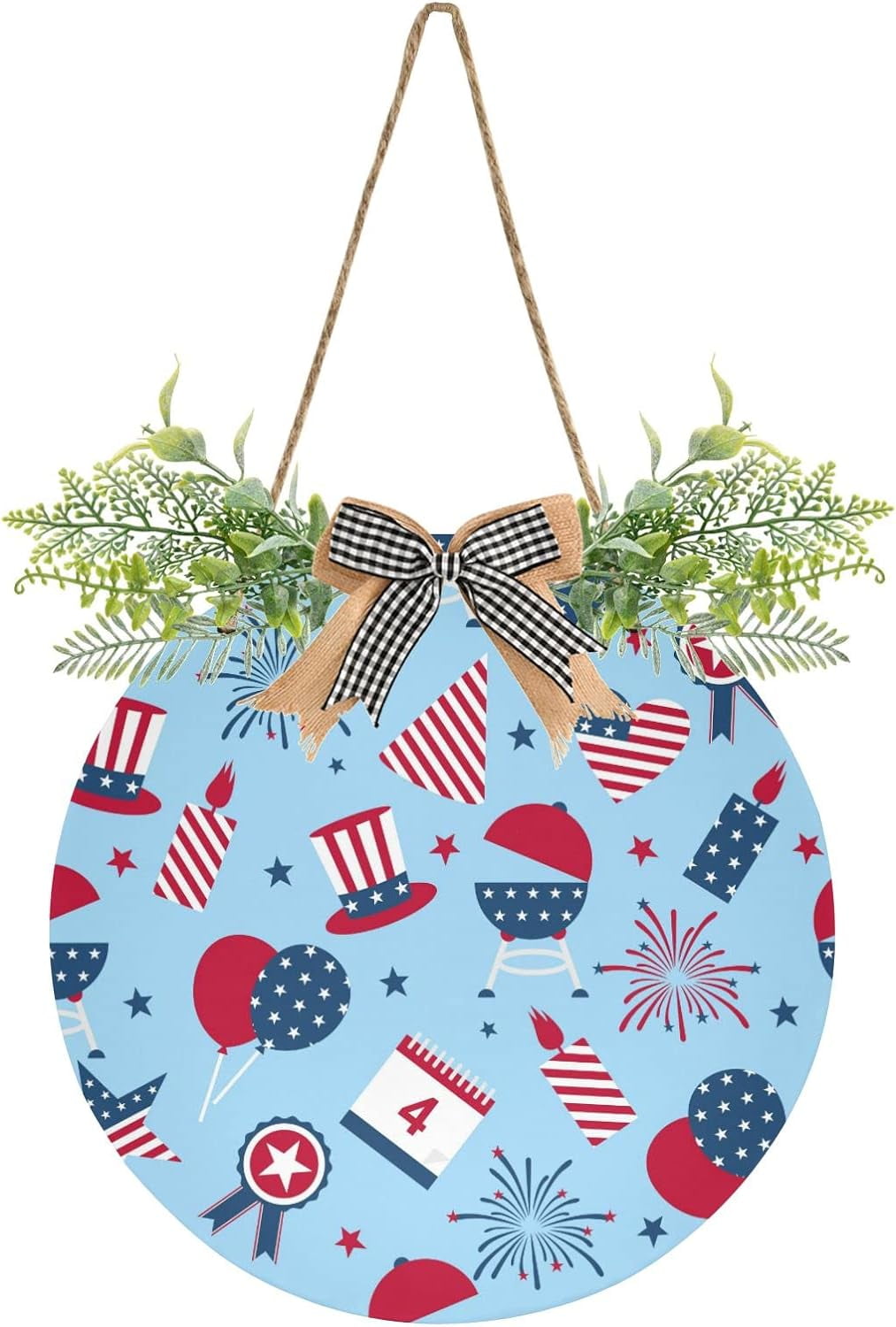 SKYSONIC Independence Day Welcome Sign for Front Door,All Seasons ...