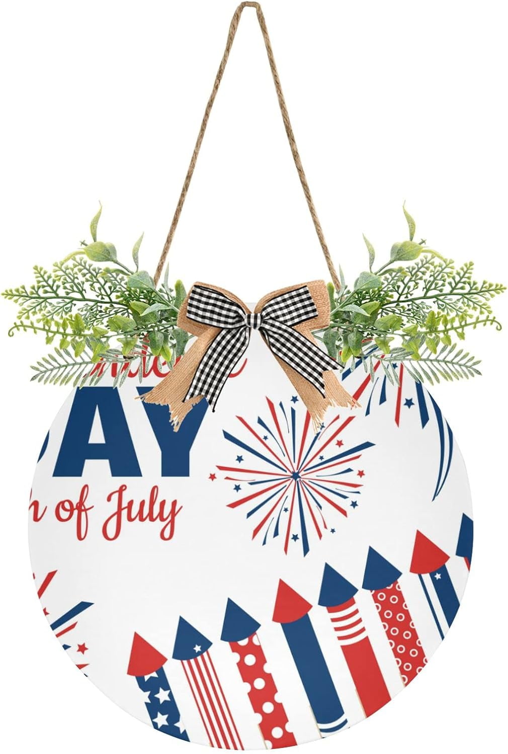 SKYSONIC Independence Day Welcome Sign for Front Door,All Seasons ...