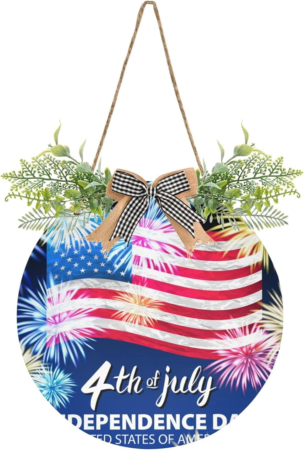 SKYSONIC Independence Day Welcome Sign for Front Door,All Seasons ...