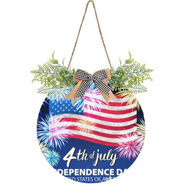 SKYSONIC Independence Day Welcome Sign for Front Door,All Seasons ...