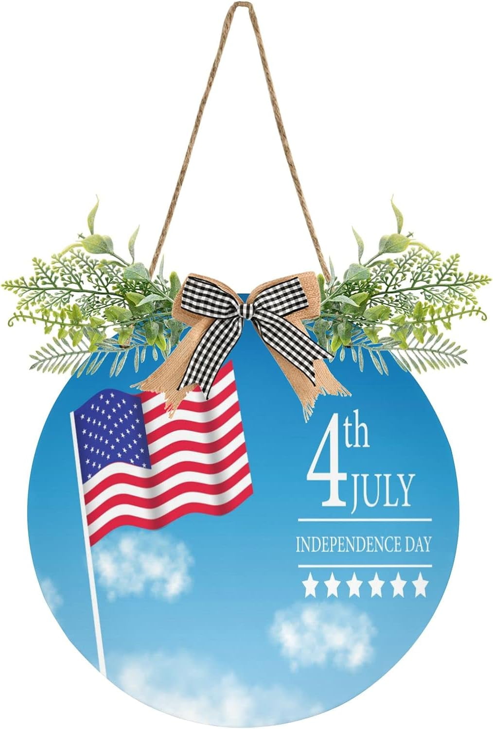 SKYSONIC Independence Day Welcome Sign for Front Door,All Seasons ...