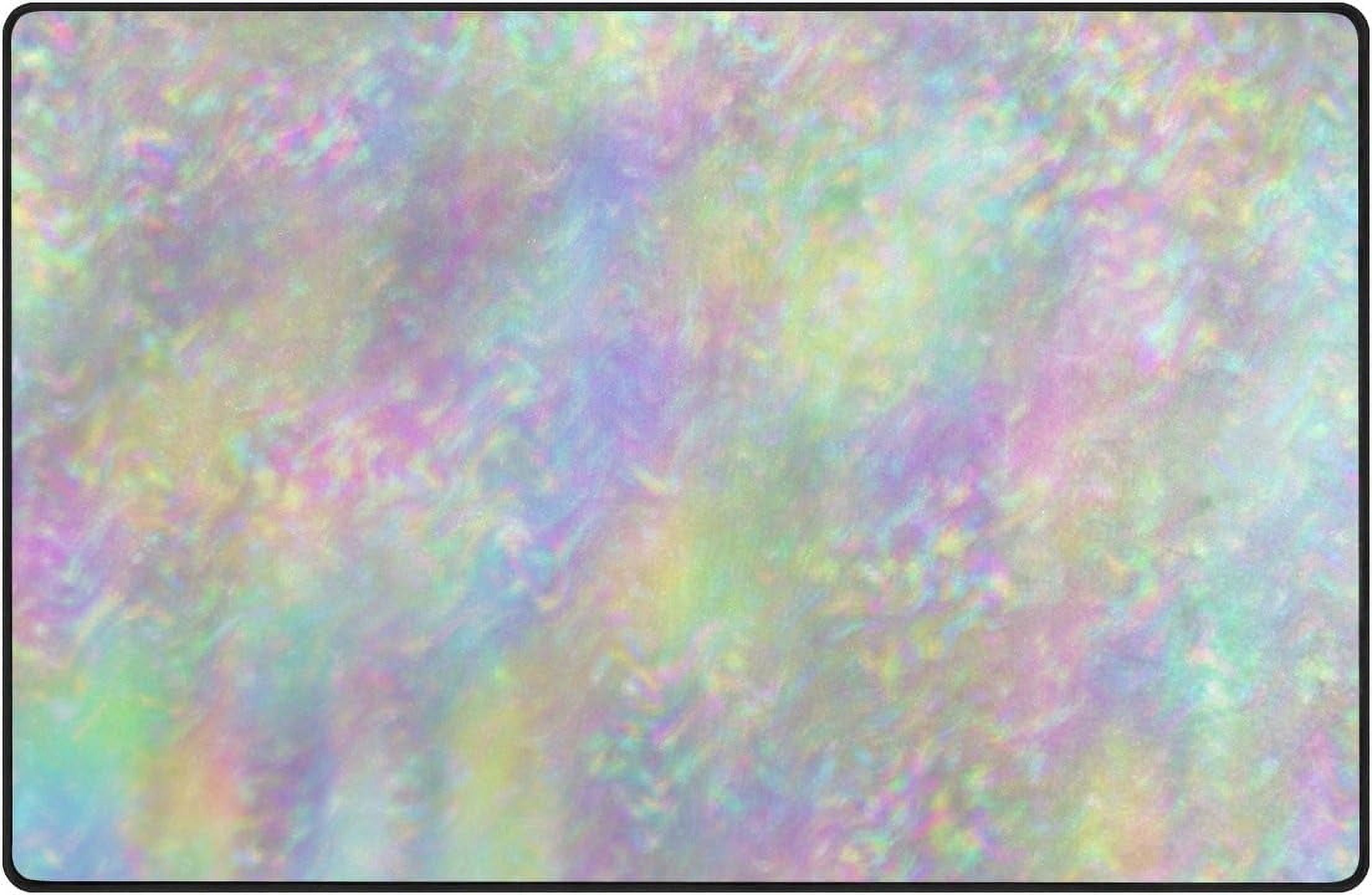 SKYSONIC Iridescent Holographic Area Rug Pad 60x39 inch, 100% Light ...
