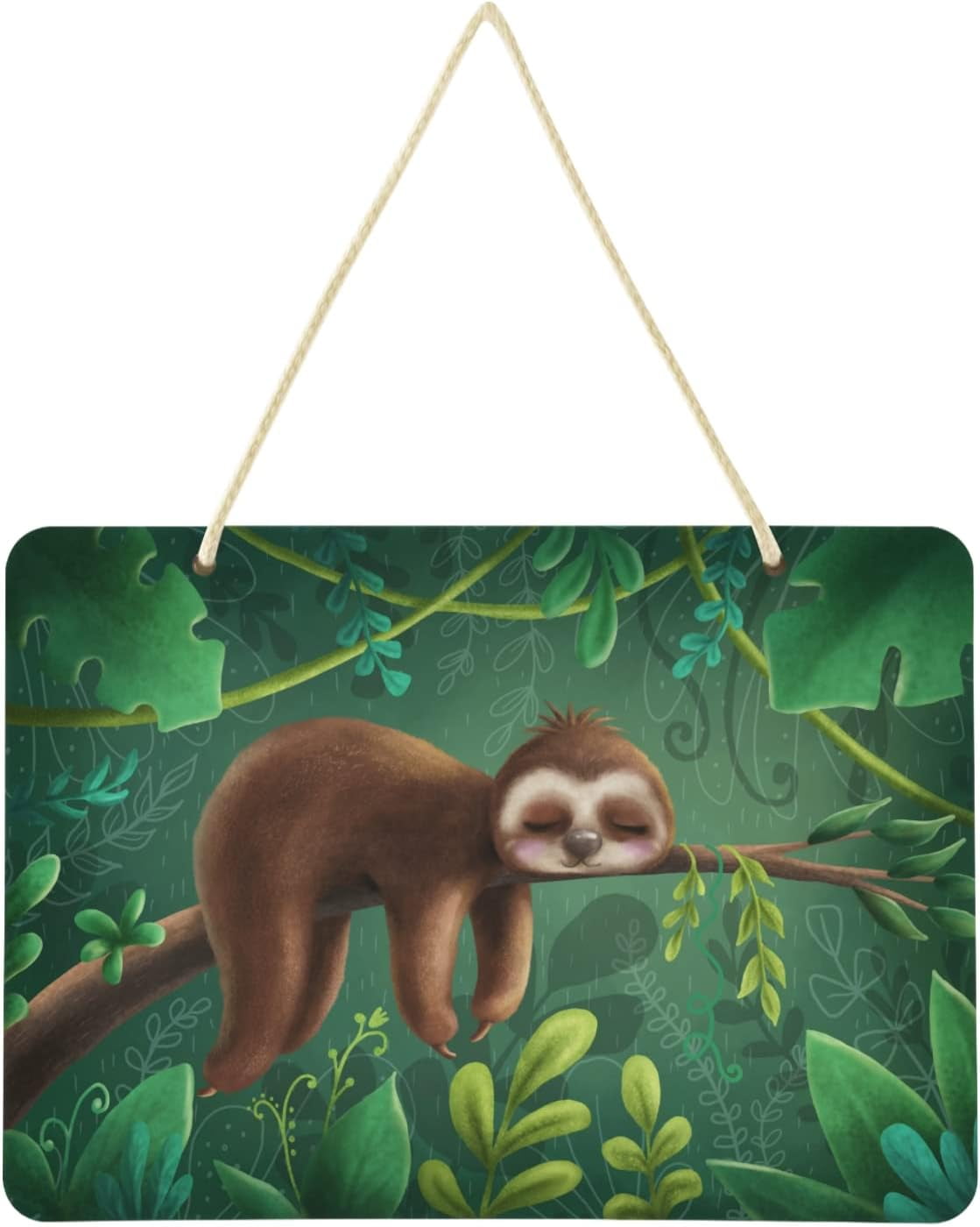 SKYSONIC Jungle Sloth Welcome Sign Front Door Decor Wall Hanging Plaque ...