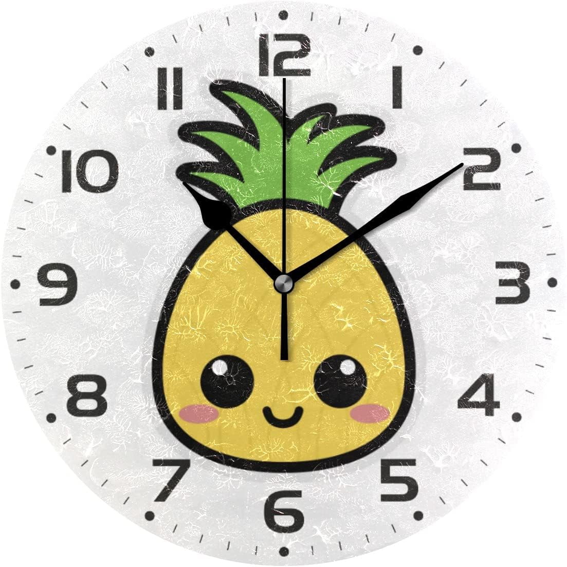SKYSONIC Kawaii Pineapple Wall Clock 10 Inch Silent Non Ticking Round ...
