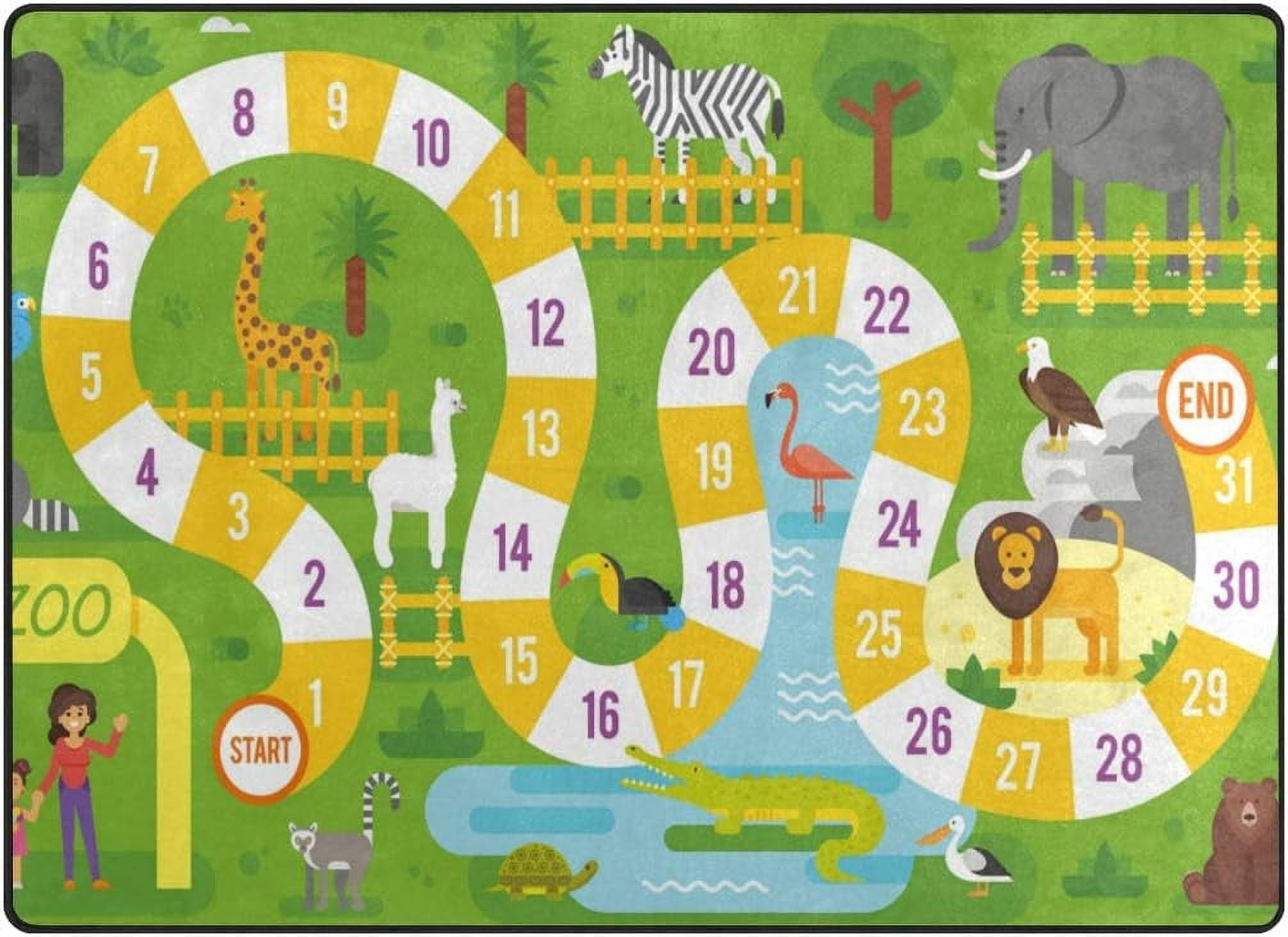 SKYSONIC Kids Zoo Animals Board Game Lightweight Carpet Mats Area Soft ...