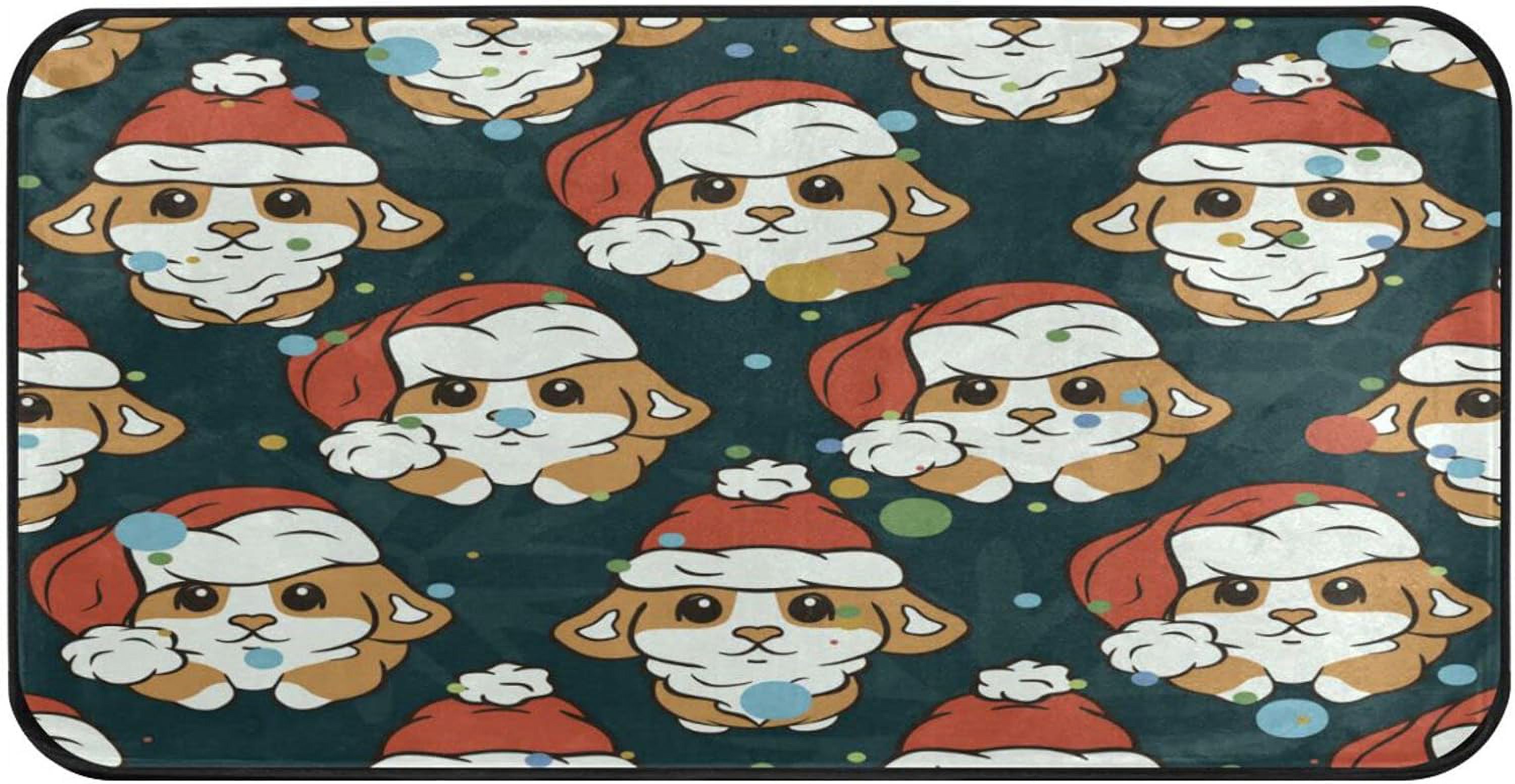 SKYSONIC Kitchen Rugs,Happy New Year Cute Corgi Non Slip Washable ...