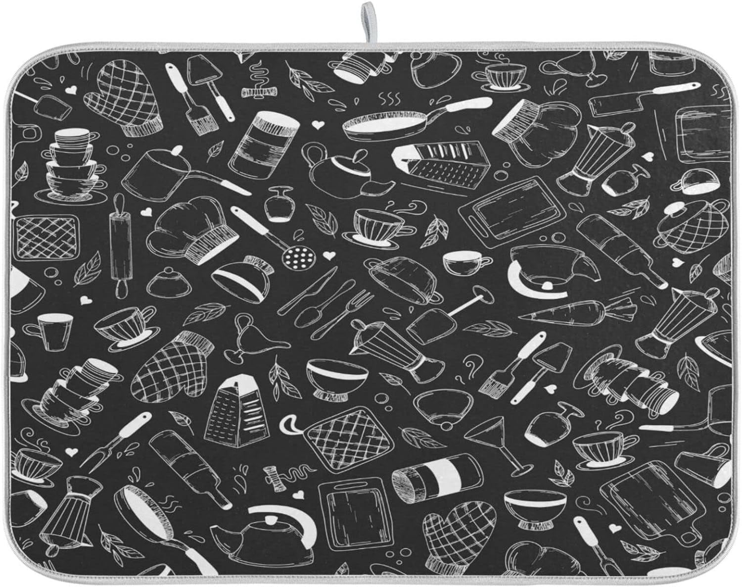 SKYSONIC Kitchen Tools Doodle Dish Drying Mat, Microfiber Absorbent ...