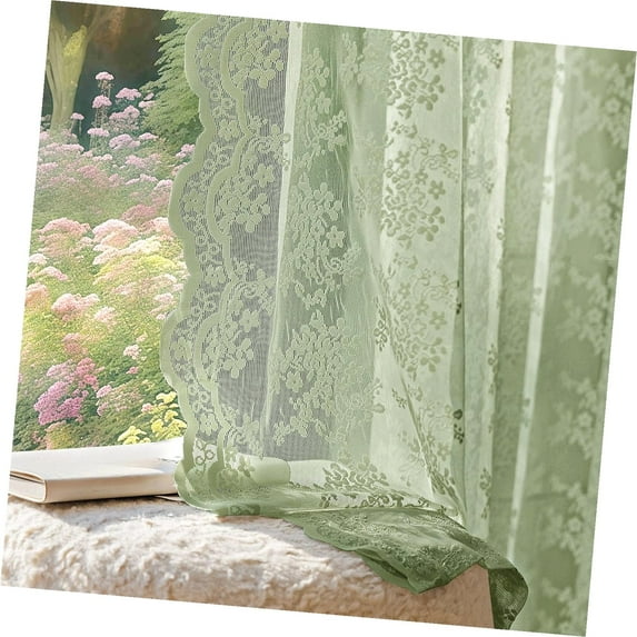 SKYSONIC Lace Curtains 108 Inches Long 2 Panels, Romantic Light ...