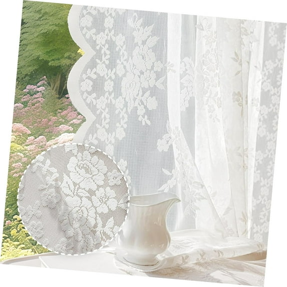 SKYSONIC Lace Curtains 45 Inches Long 2 Panels, Romantic Light ...