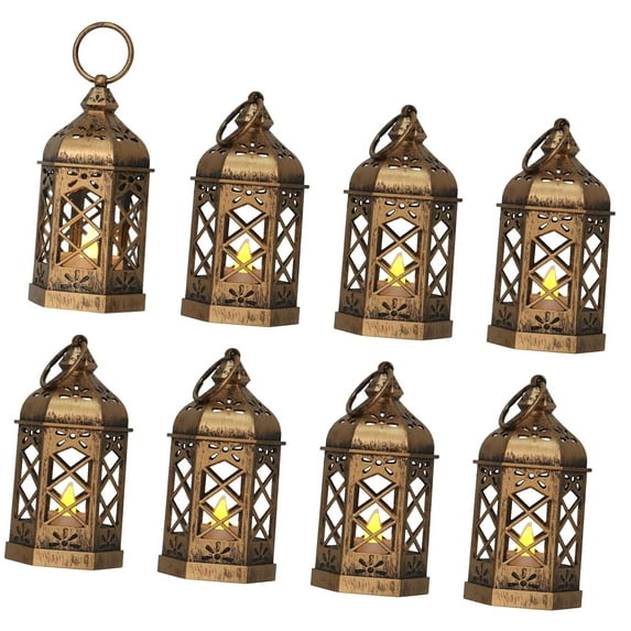 SKYSONIC Lantern for Centerpieces, (8Pack-5Inch) Lanterns , Small Hanging Lantern for ...