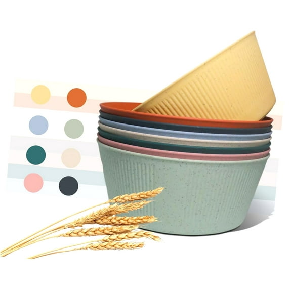 SKYSONIC Large Cereal Bowls Fiber Salad Bowls Unbreakable Dinner Bowls ...