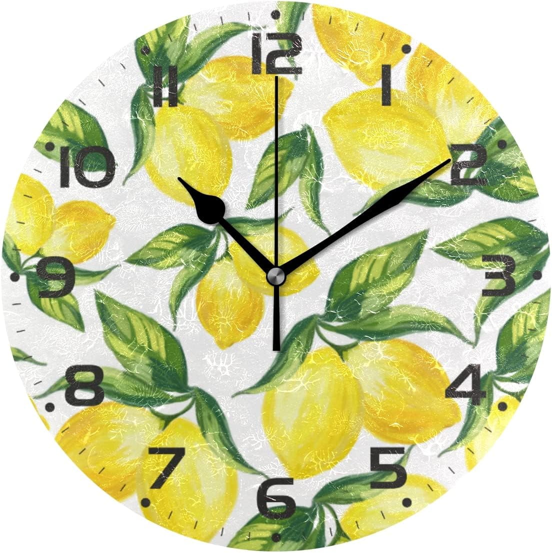 SKYSONIC Lemon Wall Clock 10 Inch Silent Non Ticking Round Clock Oil ...