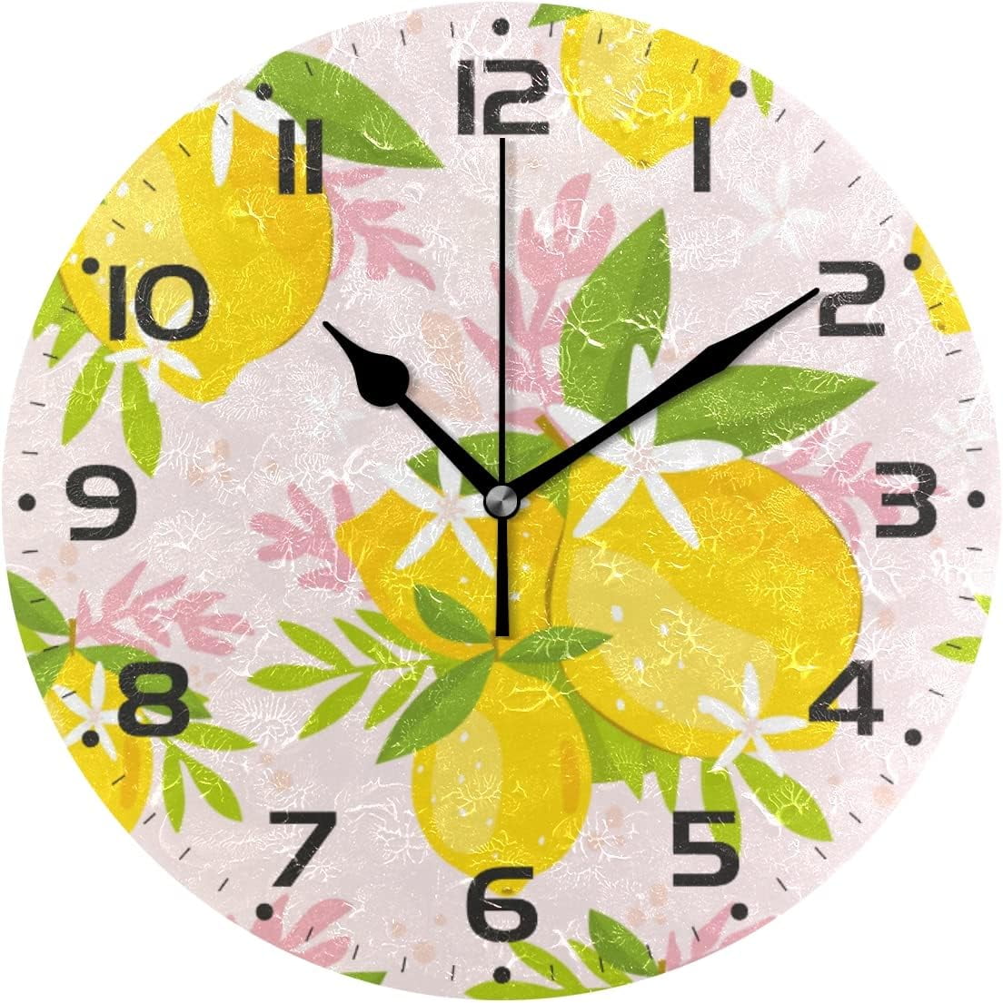SKYSONIC Lemon Wall Clock 10 Inch Silent Non Ticking Round Clock Oil ...