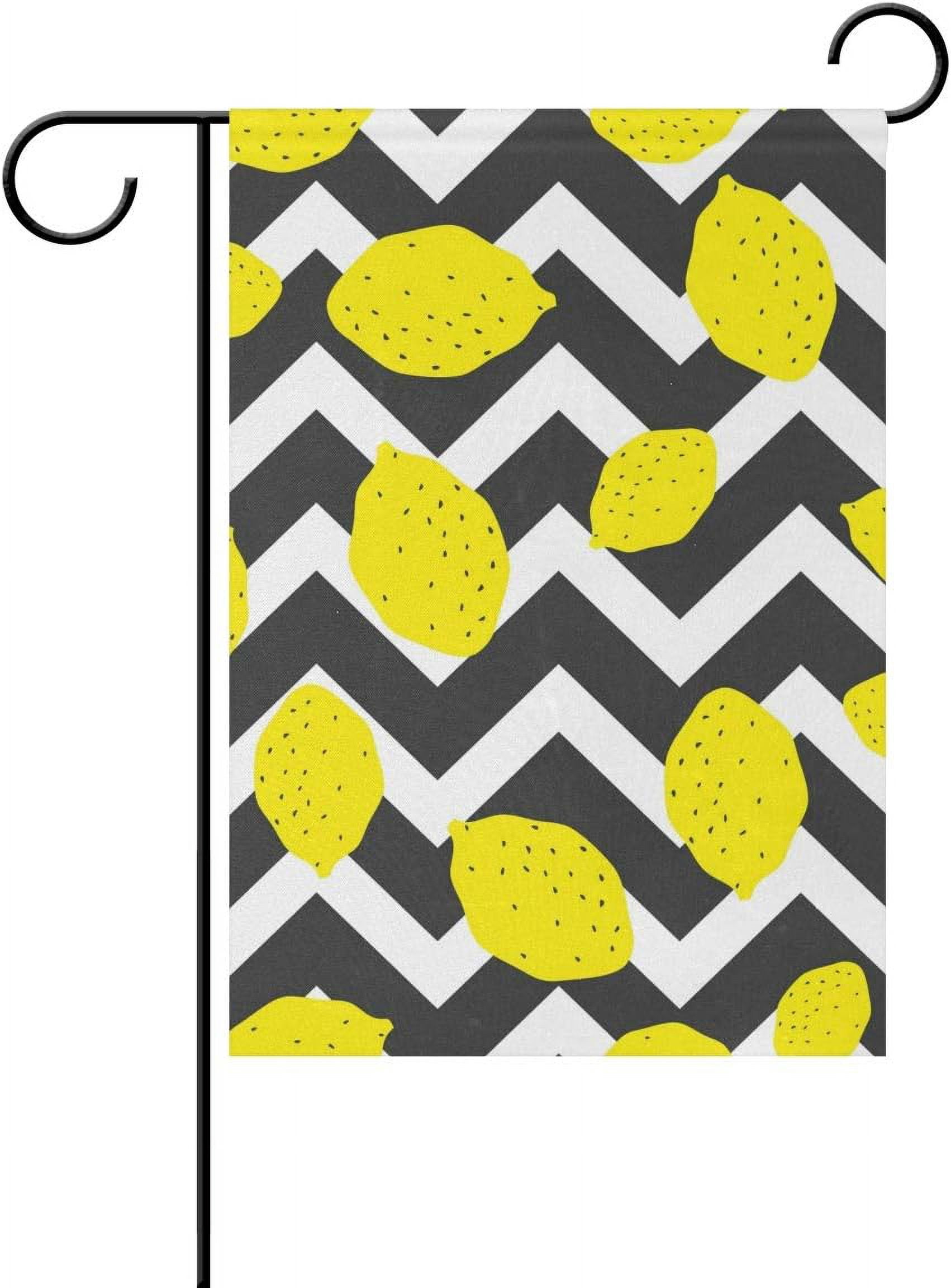 SKYSONIC Lemons Black White Striped Zigzag Double-Sided Printed Garden ...
