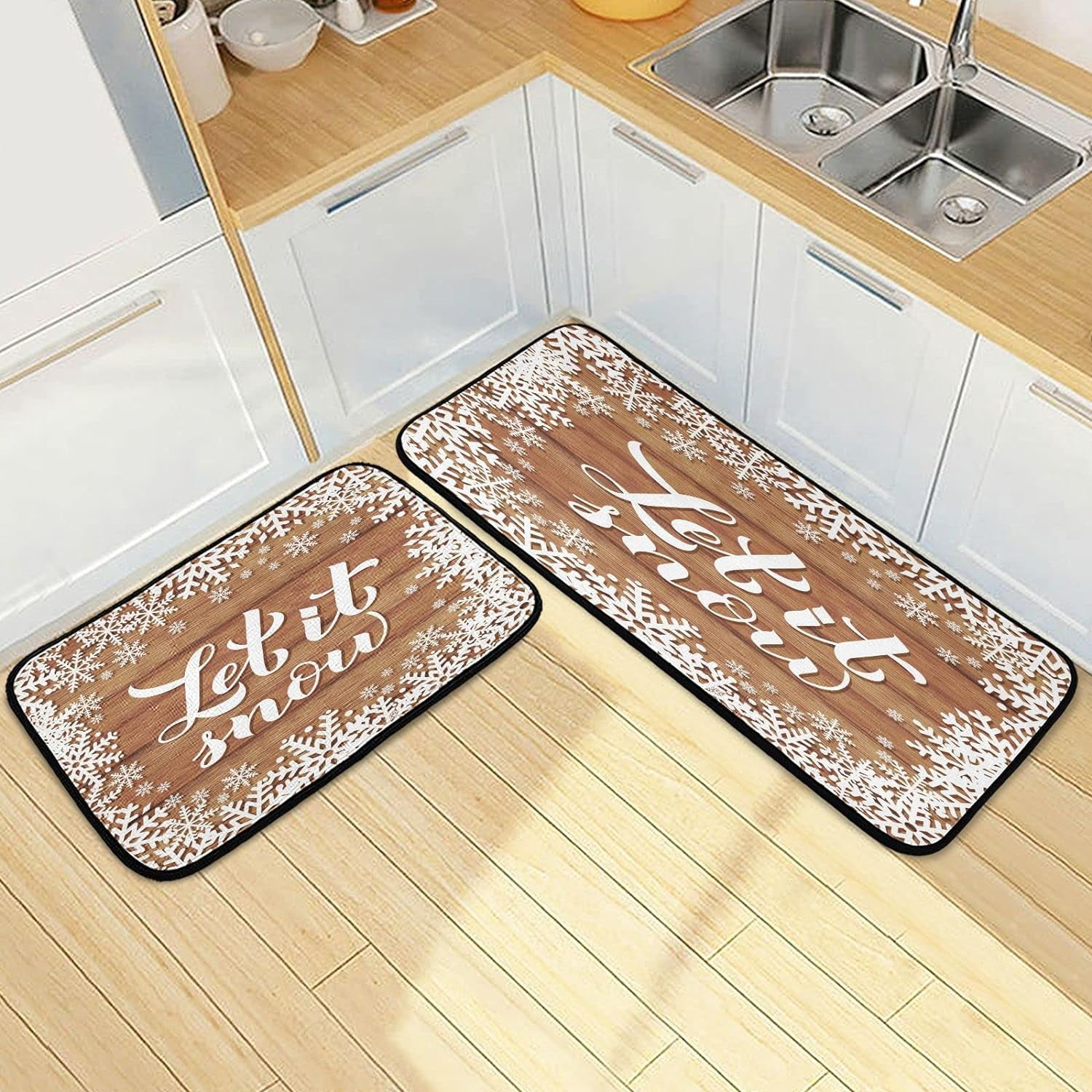 SKYSONIC Let is Snow Calligraphy Hand Lettering on Wood Background with ...