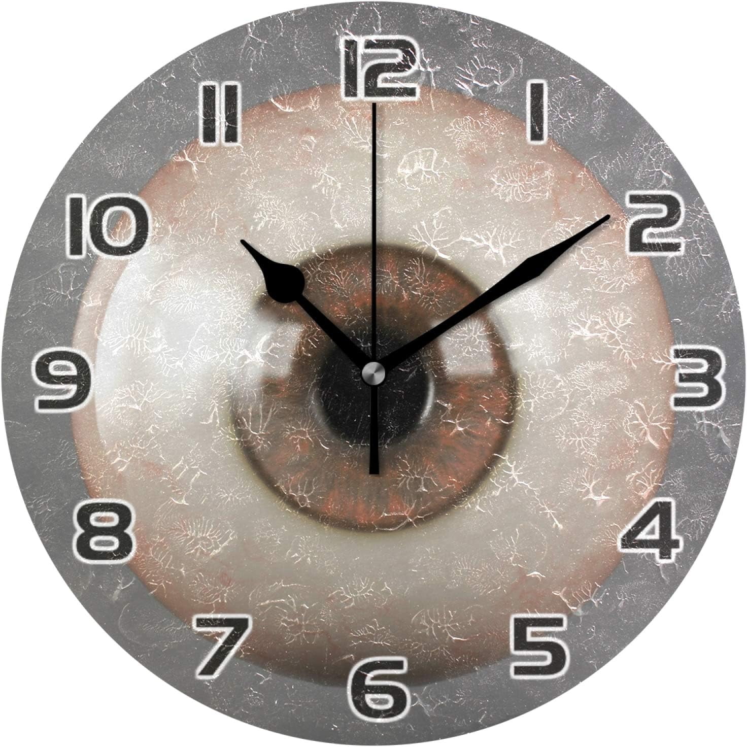 SKYSONIC Lifelike Eyeball Clock Silent Round Wall Clock Non Ticking ...