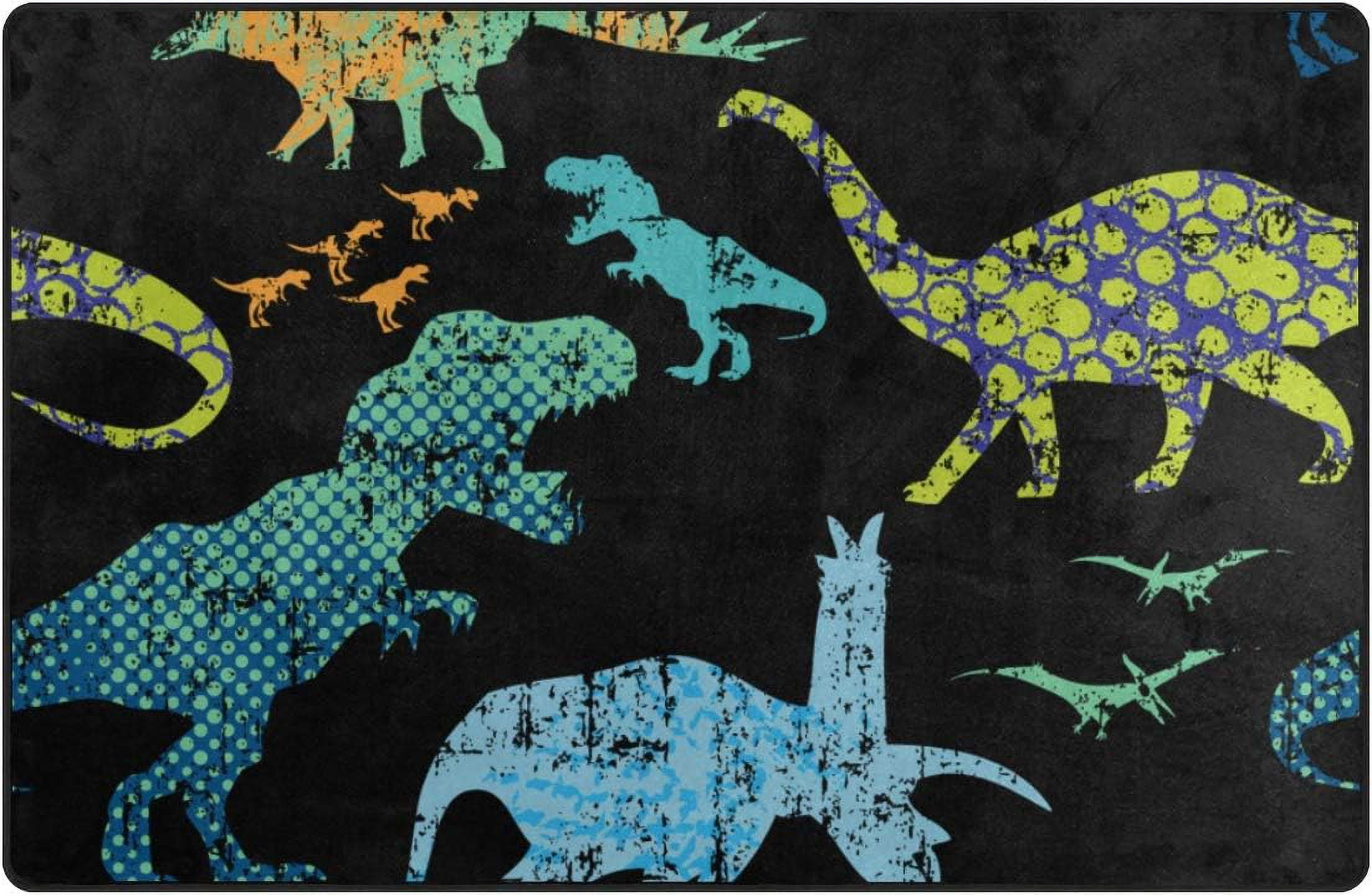 SKYSONIC Lightweight Soft Area Rugs Abstract Dinosaur Floor Mat for ...