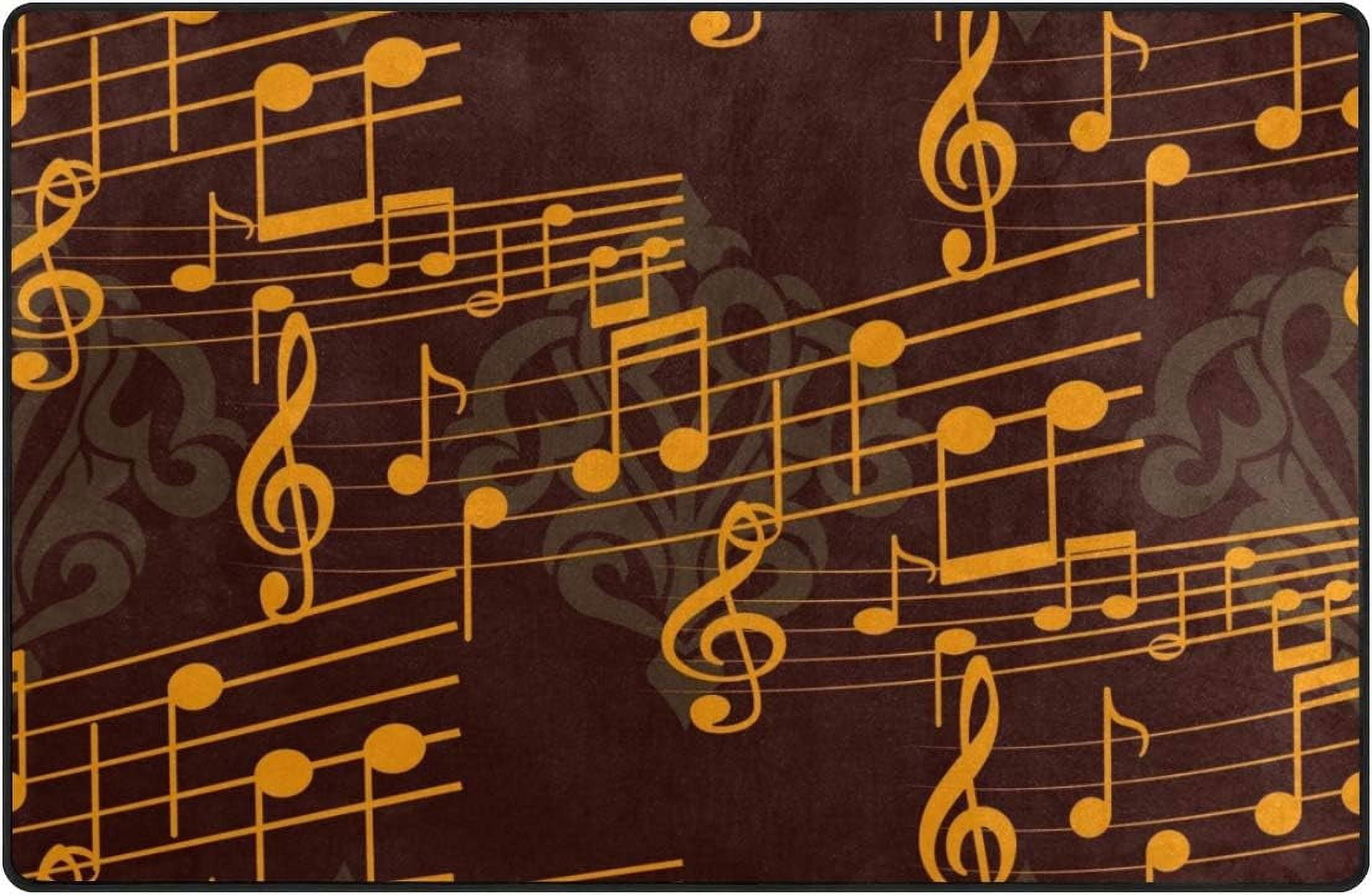 SKYSONIC Lightweight Soft Area Rugs Abstract Music Pattern Floor Mat ...