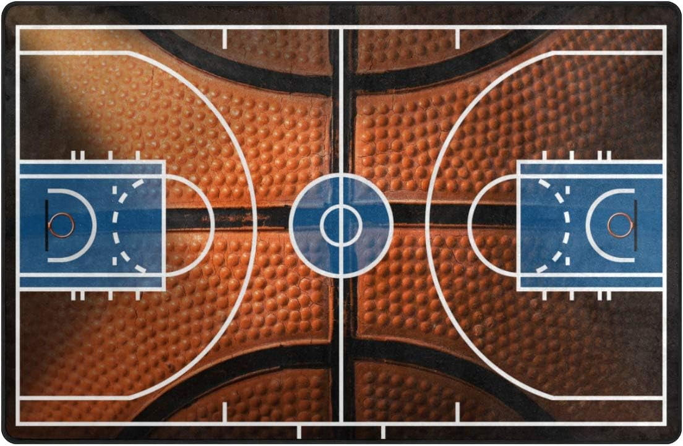 SKYSONIC Lightweight Soft Area Rugs Basketball Court Floor Mat for Kids ...