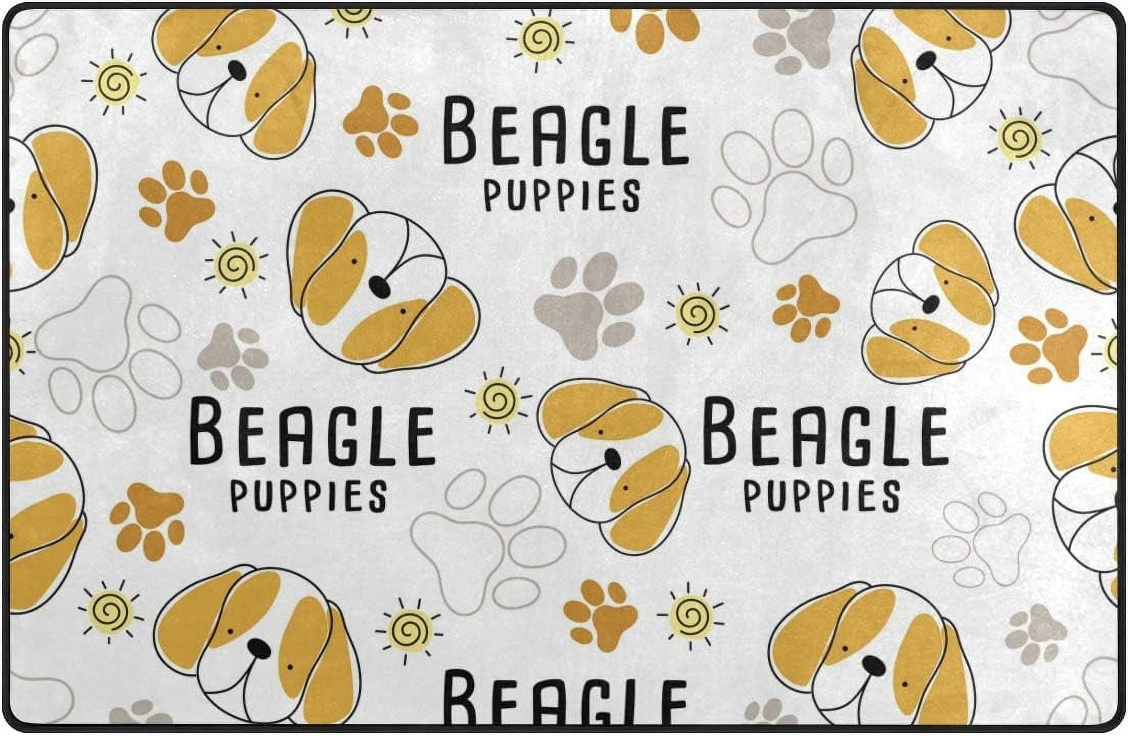 SKYSONIC Lightweight Soft Area Rugs Beagle Puppies Floor Mat for Kids ...