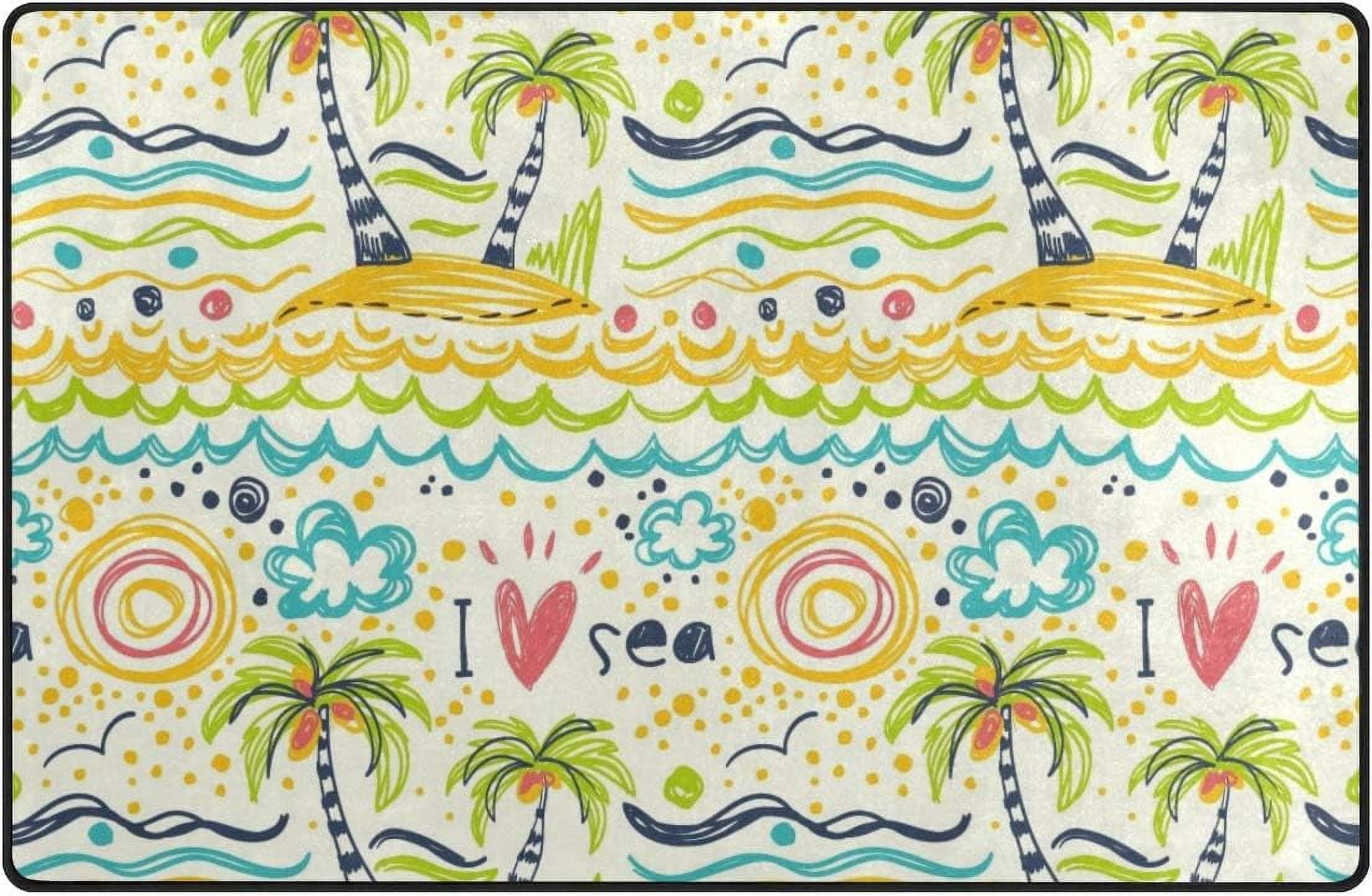 SKYSONIC Lightweight Soft Area Rugs Beautiful Summer Palm Trees Floor ...