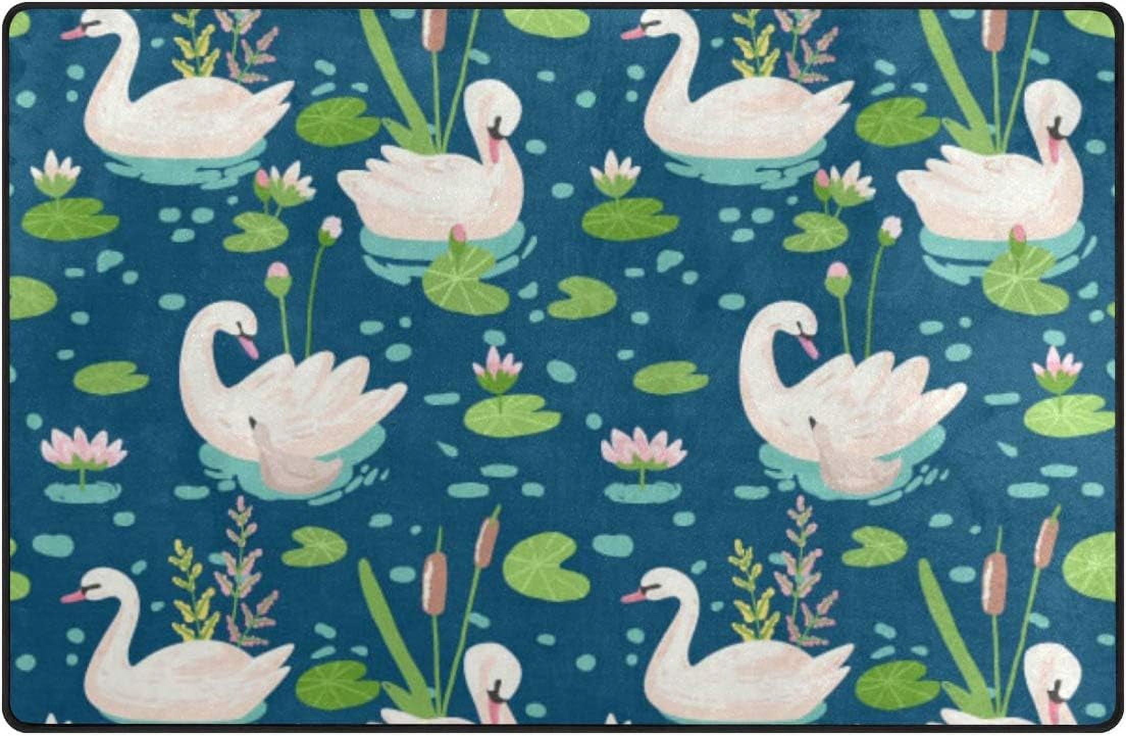 SKYSONIC Lightweight Soft Area Rugs Beautiful Swans and Water Lillies ...