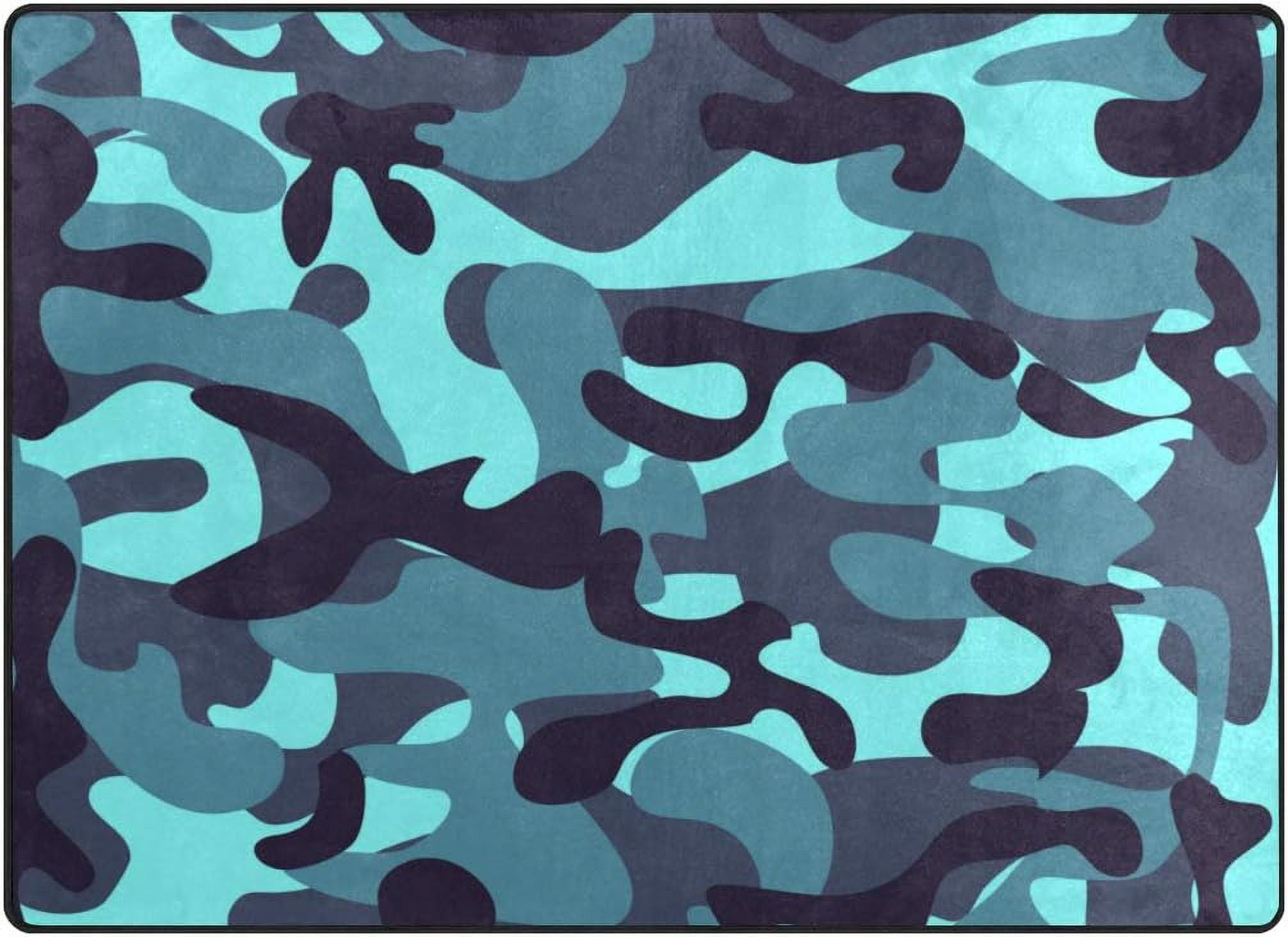 SKYSONIC Lightweight Soft Area Rugs Blue Military Camouflage Pattern ...